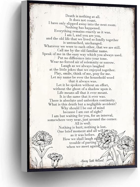 Amazon.com: Funeral Poem Canvas Print All Is Well By Henry Scott ...