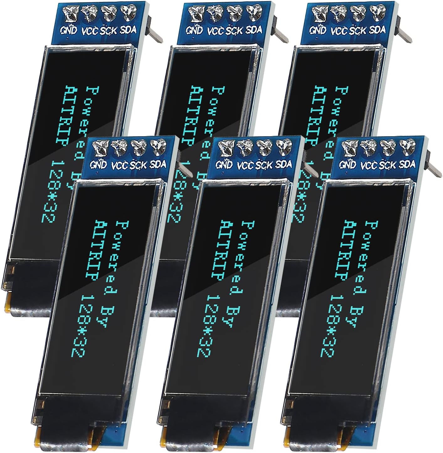 Amazon.com: AITRIP 6 PCS 0.91 inch I2C SSD1306 128x32 Pixels IIC 3.3V ...