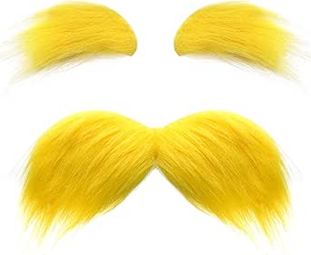 Amazon.com: Yellow Mustache and Eyebrows Set: Fake Mustache for ...