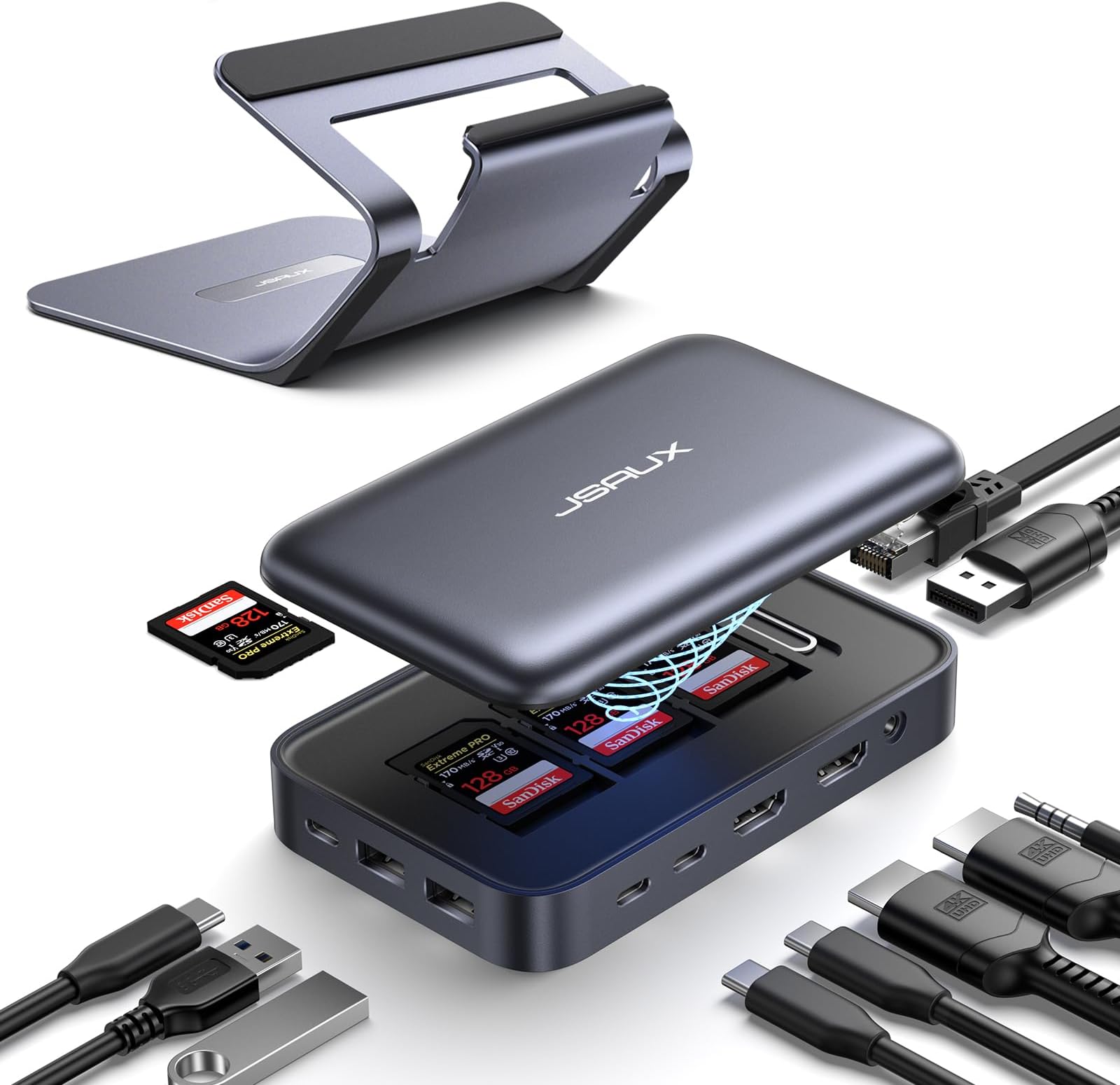 Amazon.com: JSAUX Docking Station Dual Monitor & Stand, 12 in 1 USB C ...