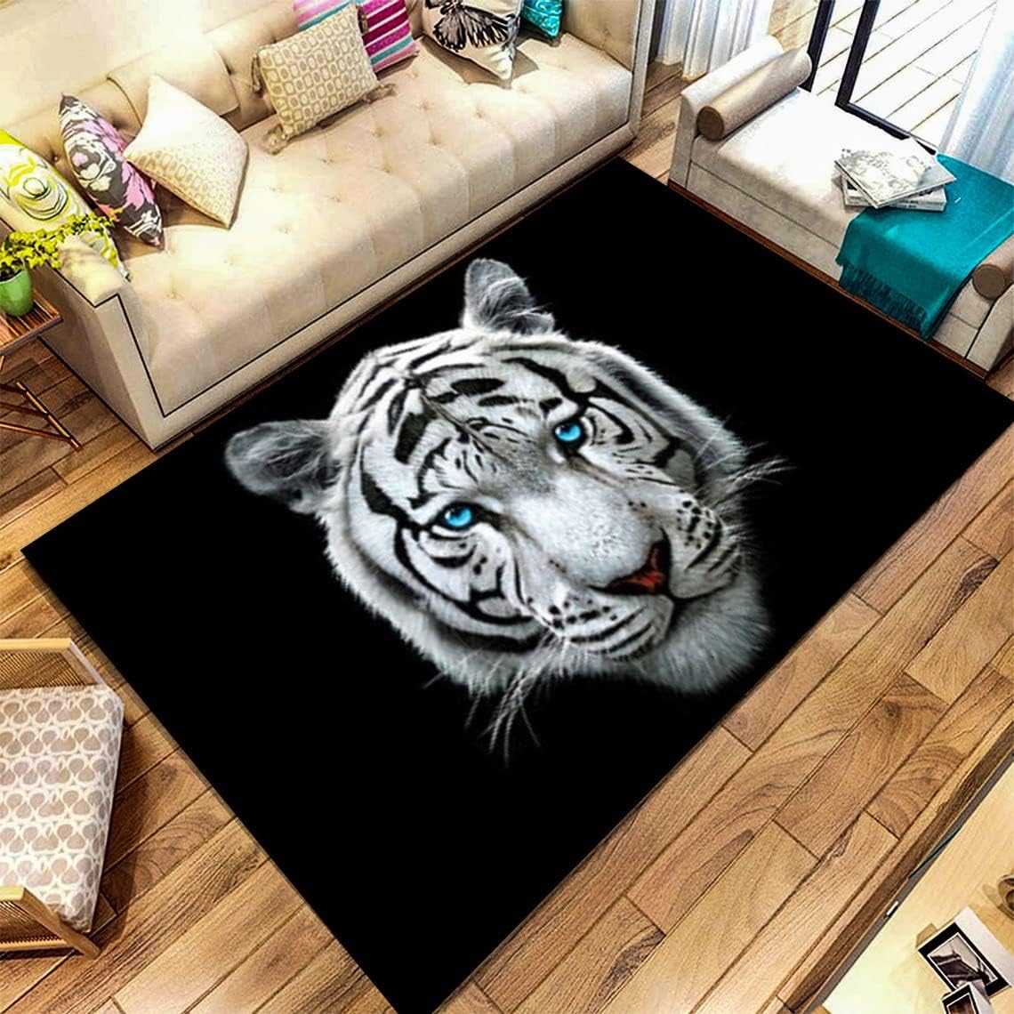 Amazon.com: Snow Tiger Rug, Animal Rug, Tiger Rug, White Tiger Rug ...