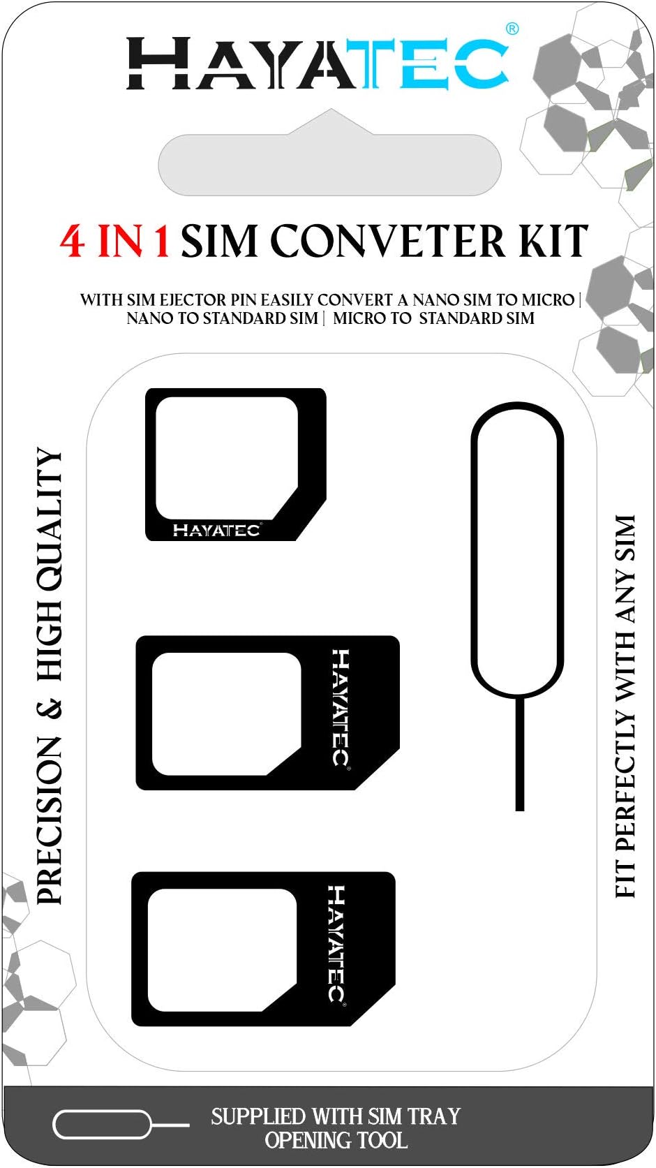 SIM Card Adapter Kit with SIM Ejector Pin Convert Nano SIM to Micro SIM ...