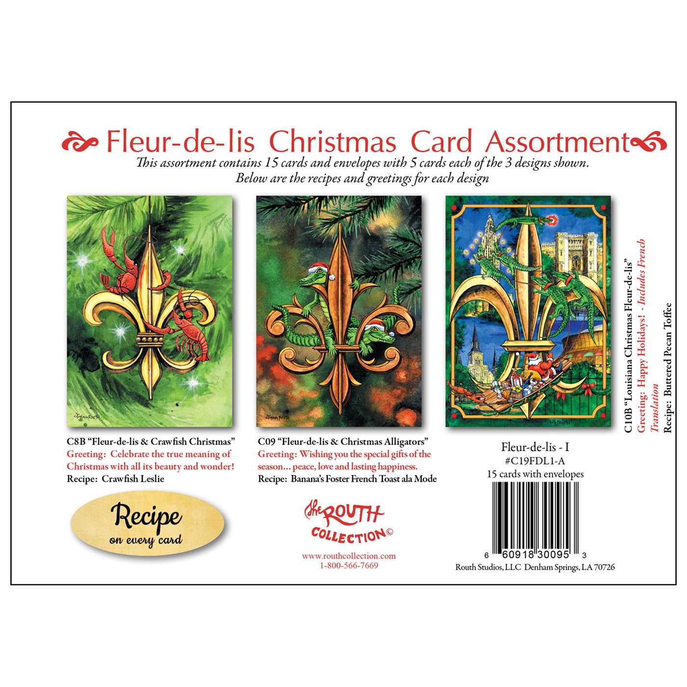 Amazon.com : The ROUTH COLLECTION Louisiana Fleur-de-lis Christmas Card ...