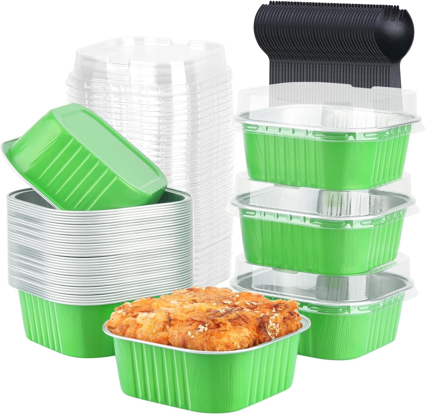 Amazon.com: Skylety 100 Pcs 5 oz Mini Square Baking Pans with Lids ...