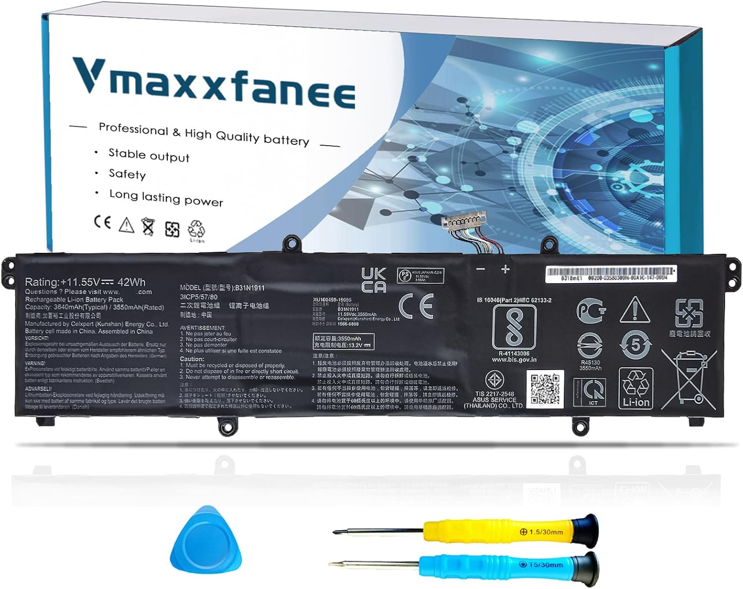 Amazon.com: Vmaxxfanee B31N1911 C31N1911 42Wh Battery Replacement for ...