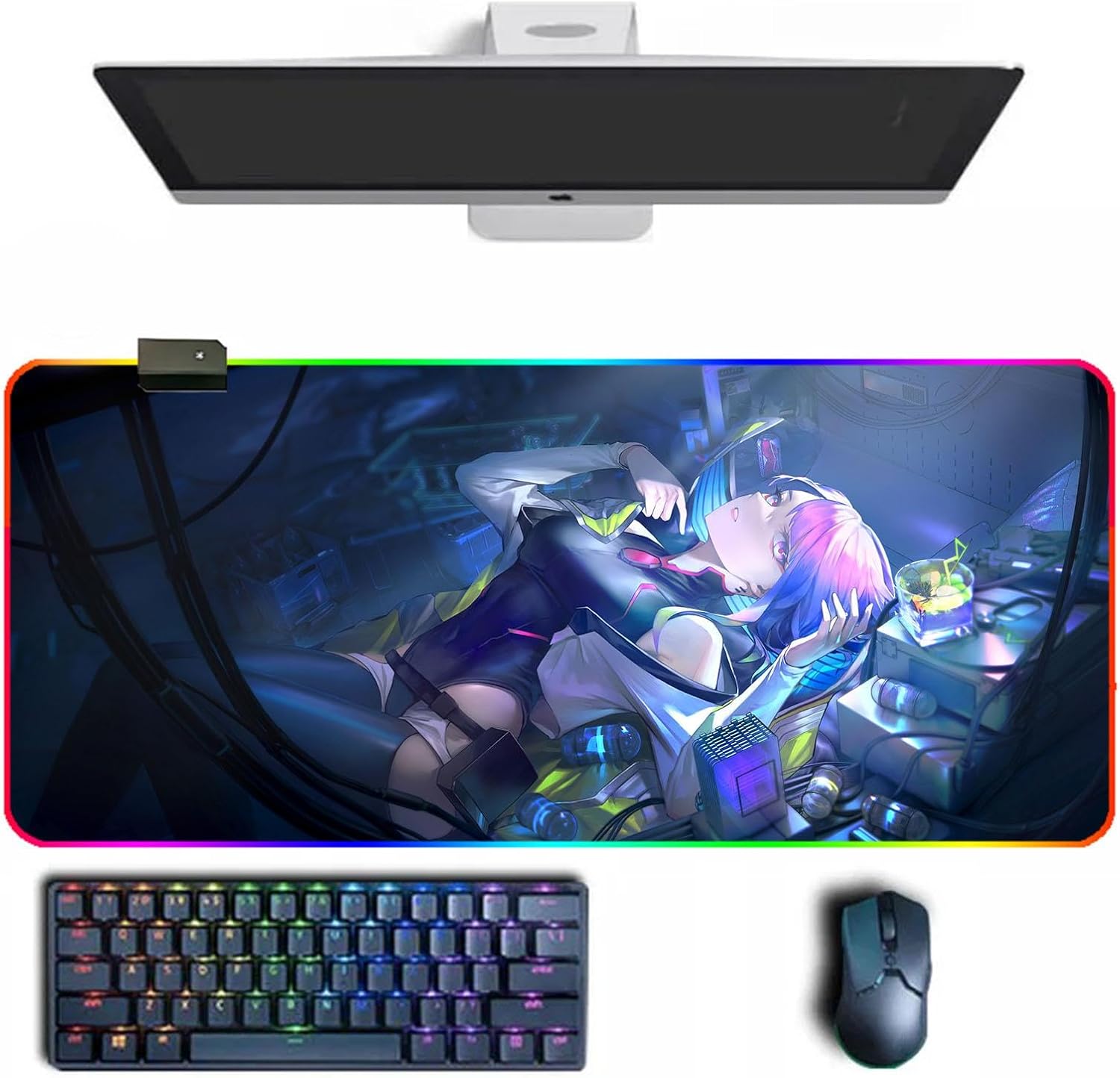 Amazon.com: Anime Mouse pad Cyberpunk: Edgerunners Anime RGB Mouse Pad ...