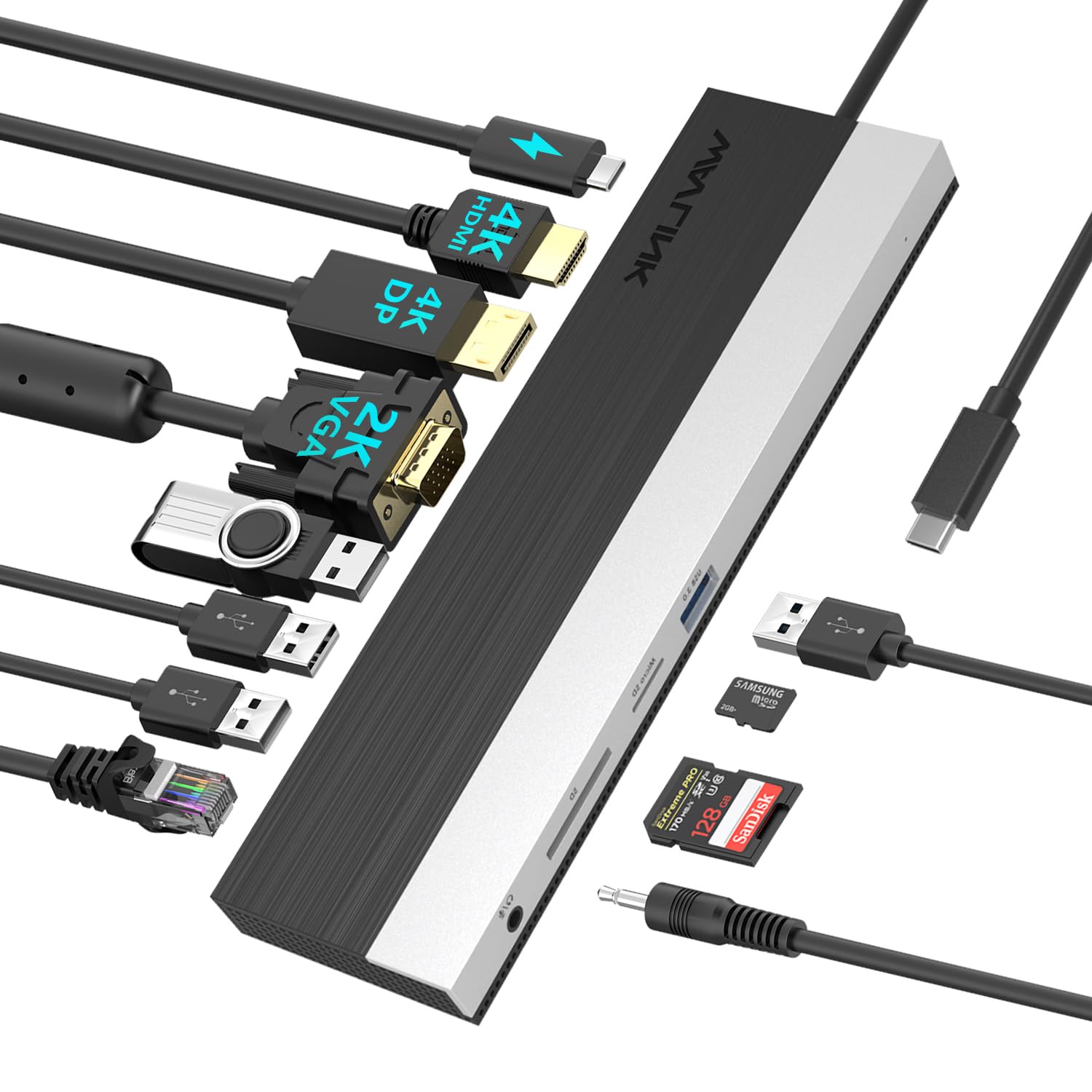 Triple Display Type-C Adapter Docking Station,WAVLINK 12-in-1 USB C Hub ...