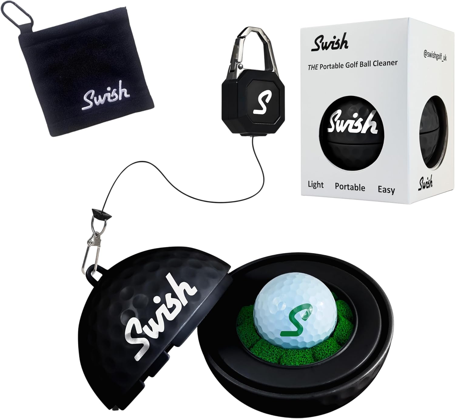 Amazon.com : Tharos Distribution Swish Portable Golf Ball Cleaner for ...