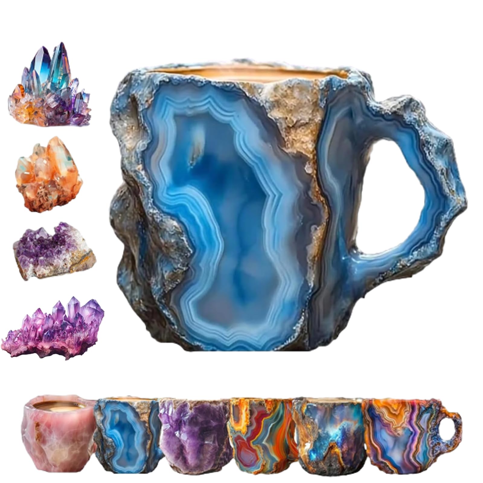 Amazon.com: Grishay Luxegem Mug, Mineral Crystal Coffee Mugs, Pubyfun ...