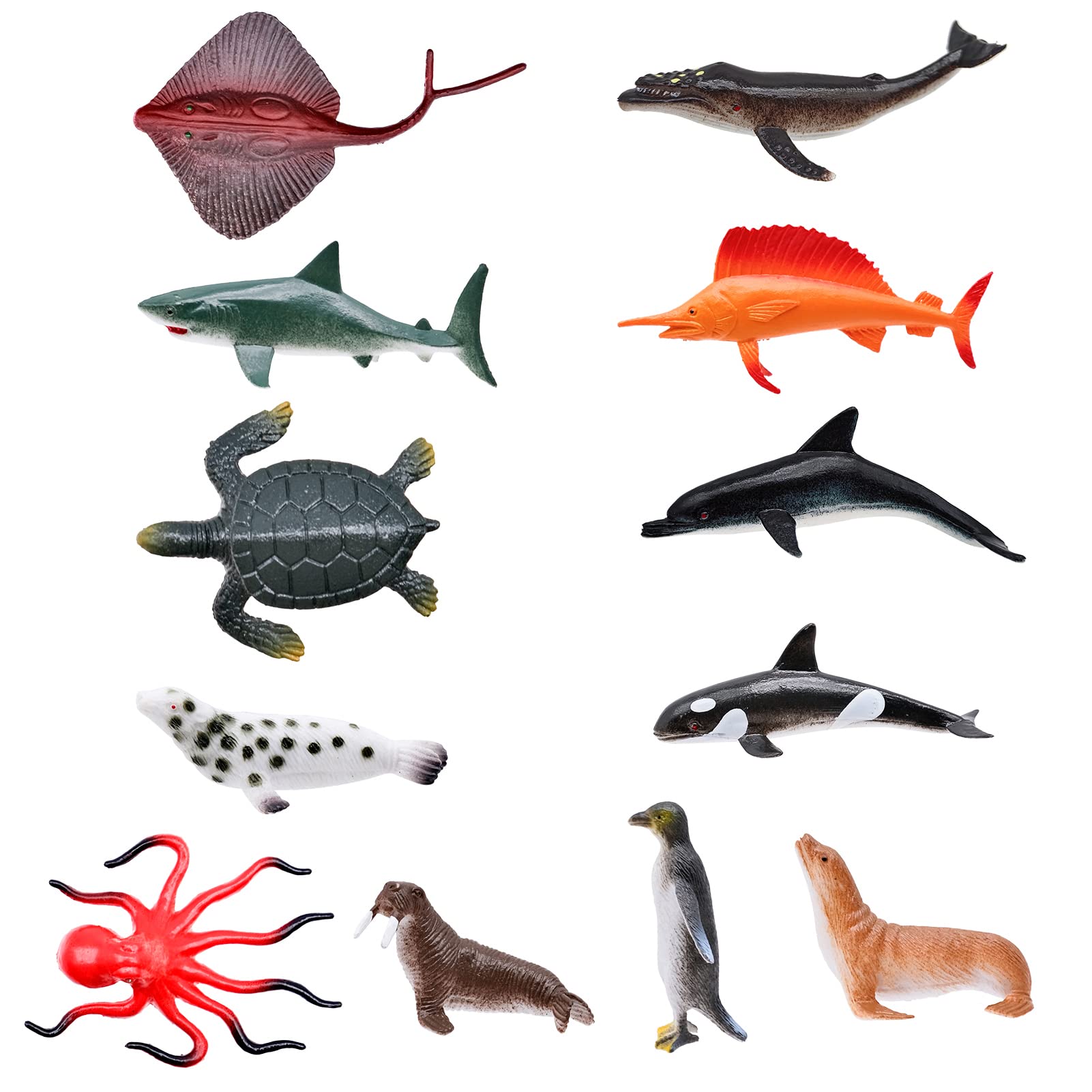 12pcs Mini Sea Animal Figures Realistic Miniature Ocean Creatures ...