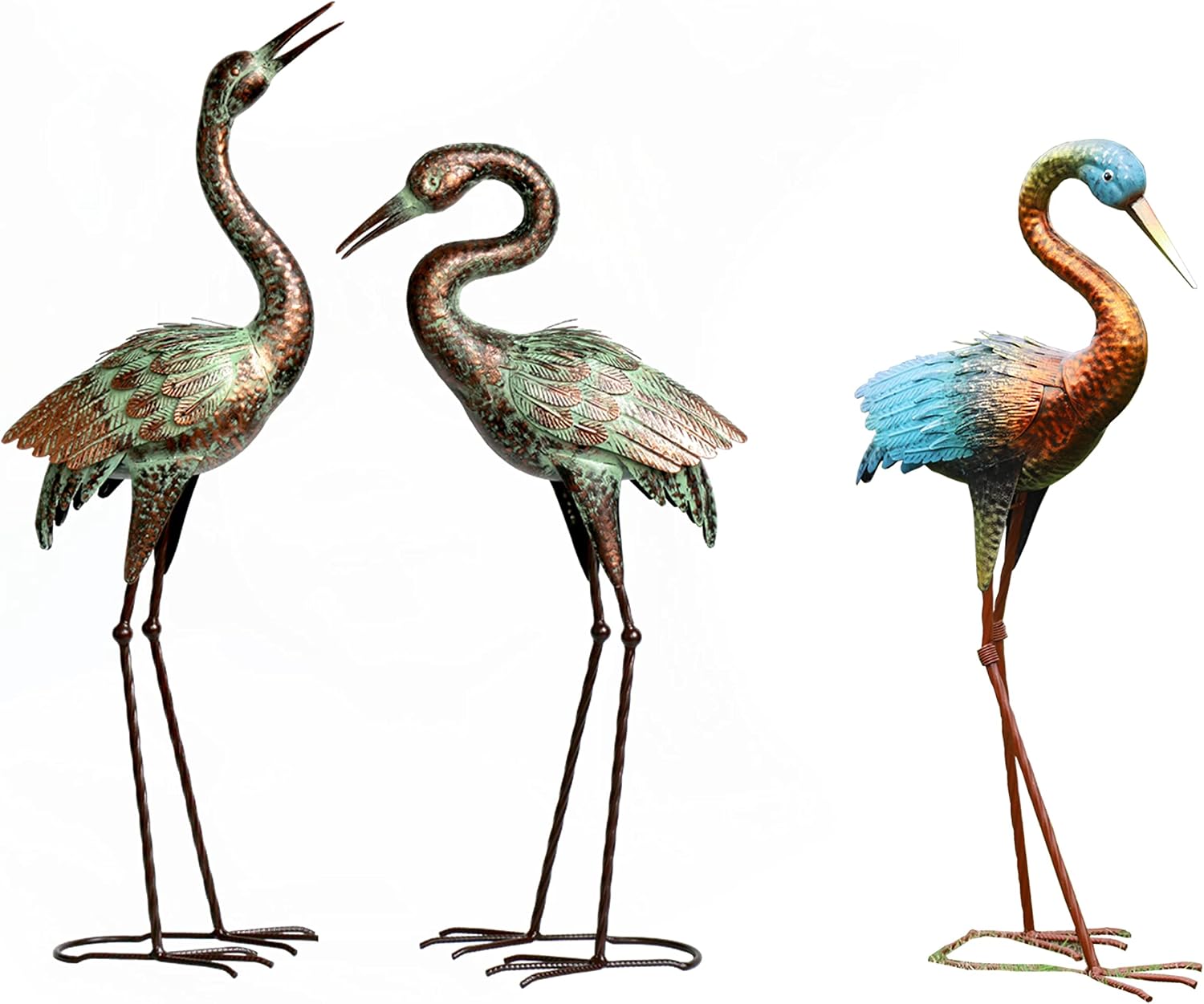 Amazon.com: Shorayn Garden Crane Statue Outdoor Blue Heron Metal Crane ...
