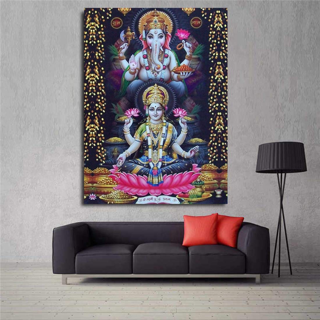Buy Voorkoms Ganesh Ji and Laxmi Ji Wall Sticker and Living Room Office ...