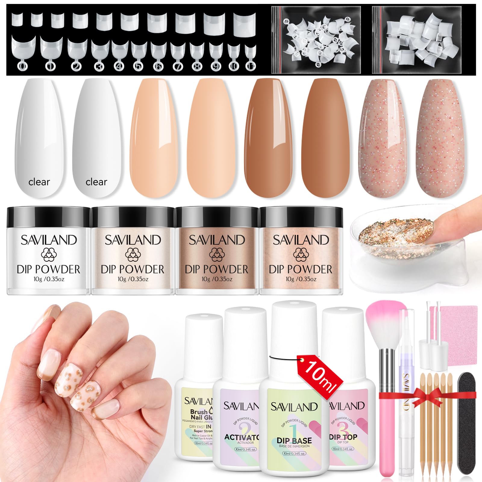 Amazon.com: SAVILAND Dip Nails Powder Starter Kit with Tips: Brown Nude ...