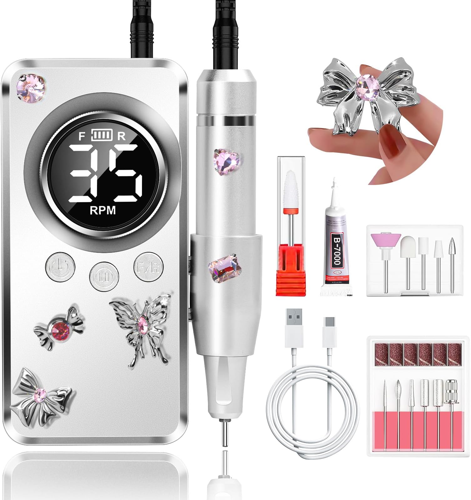 Amazon.com: Welan Electric Nail Drill Professional 50000RPM, Portable ...