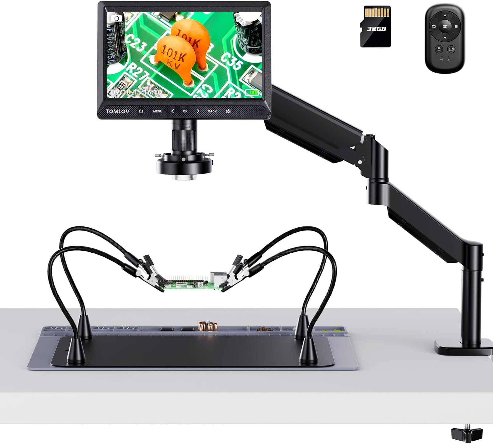 Amazon.com : TOMLOV Autofocus 4K Digital Microscope, 8" TM4K-AF Flex ...