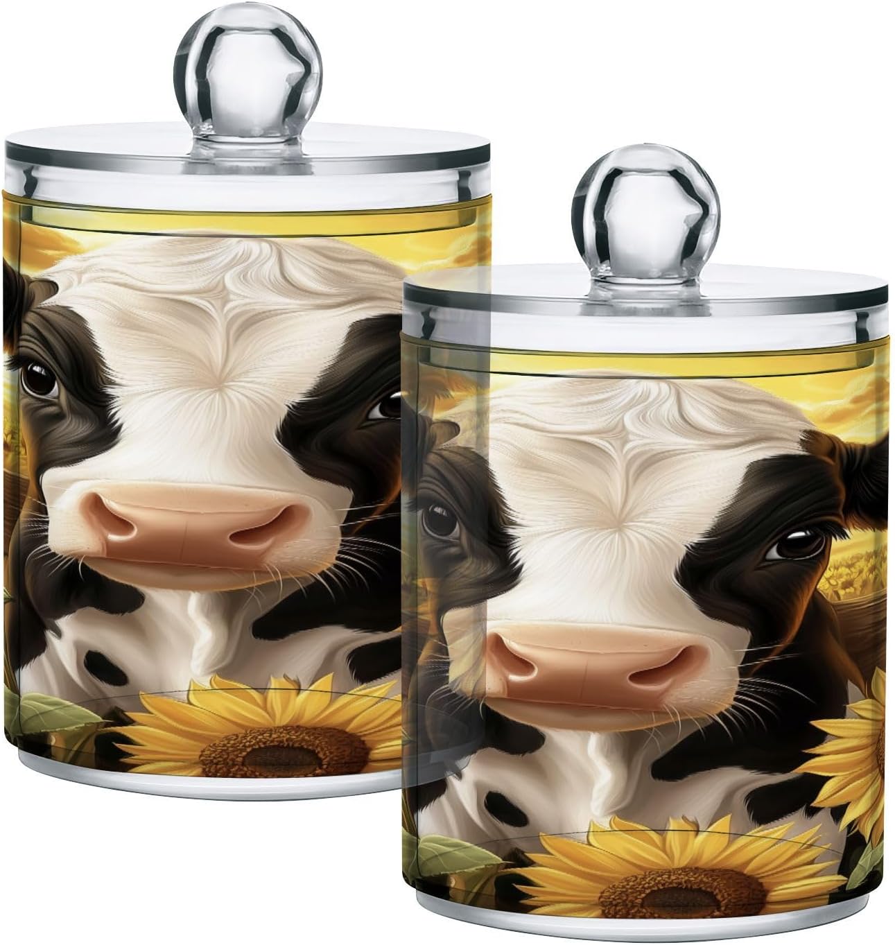 Amazon.com: WEVIBOFU Acrylic Plastic Clear Jar with Lid, Cow Sunflower ...