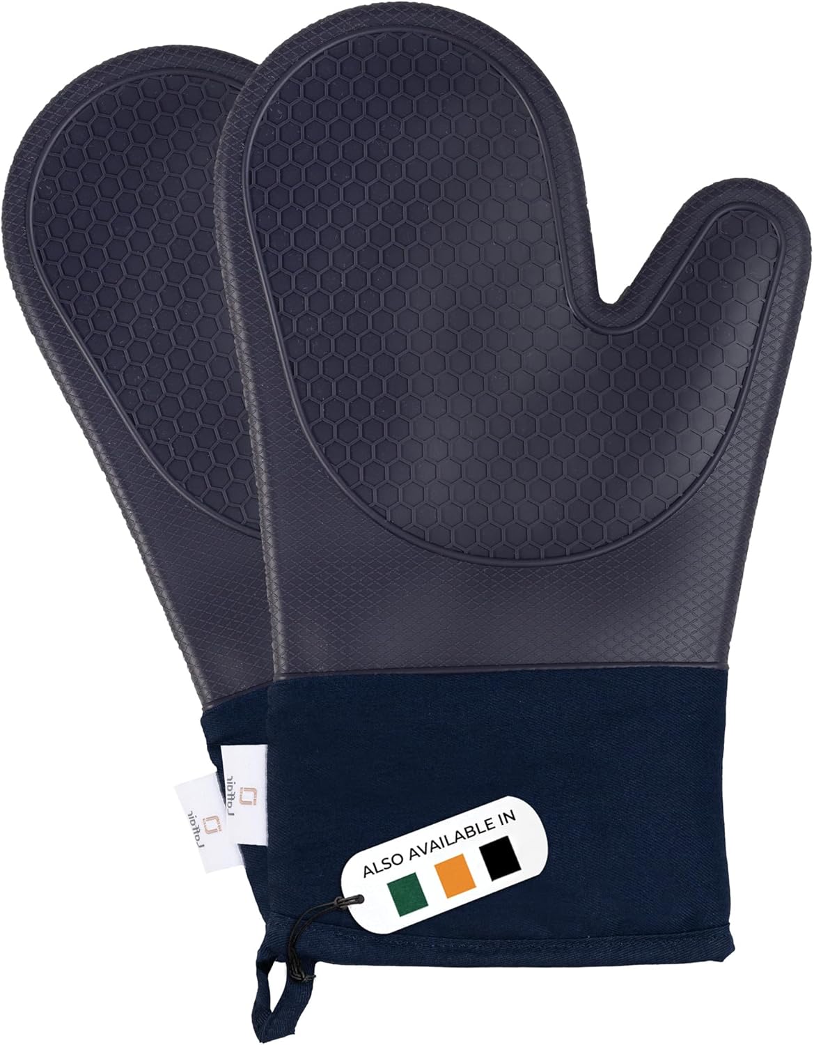 Silicone Oven Gloves Heat Resistant by Laffair - Blue Oven Gloves ...