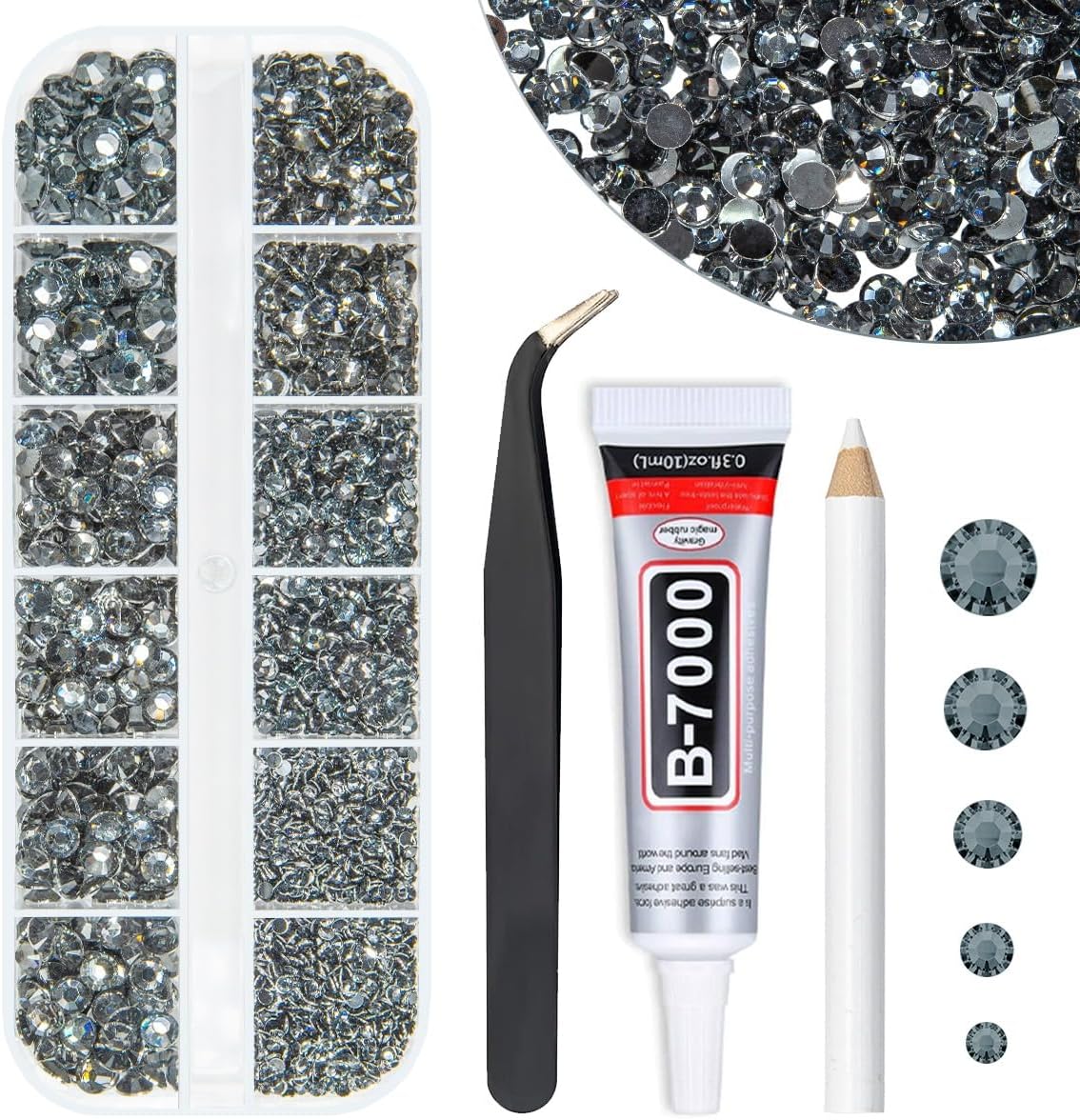 Amazon.com: qiipii Dark Gray Crystal Resin Rhinestones w B7000 Jewelry ...