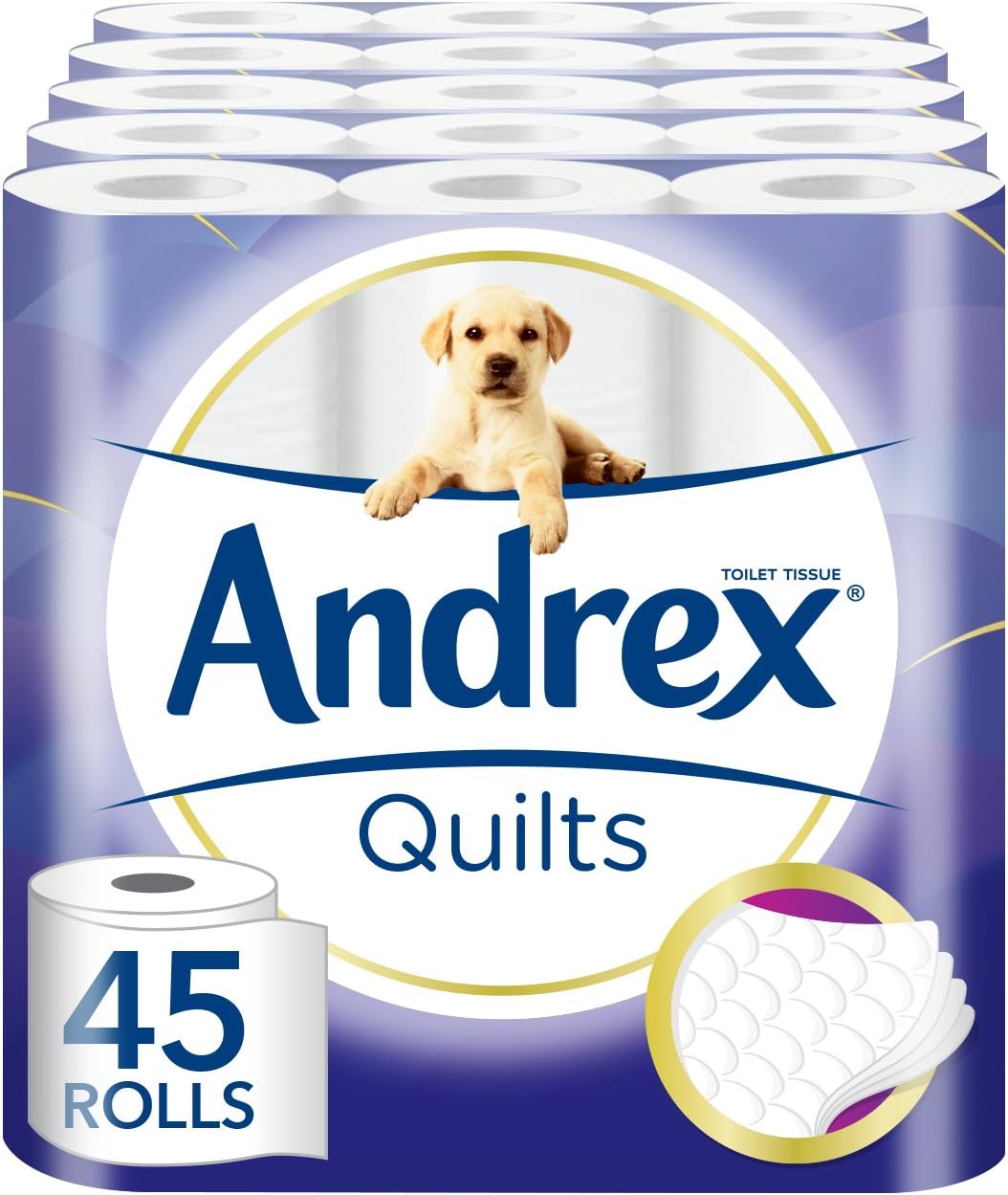 Andrex Toilet Roll Supreme Quilts Fragrance-Free 3 Ply Toilet Paper, 48 ...