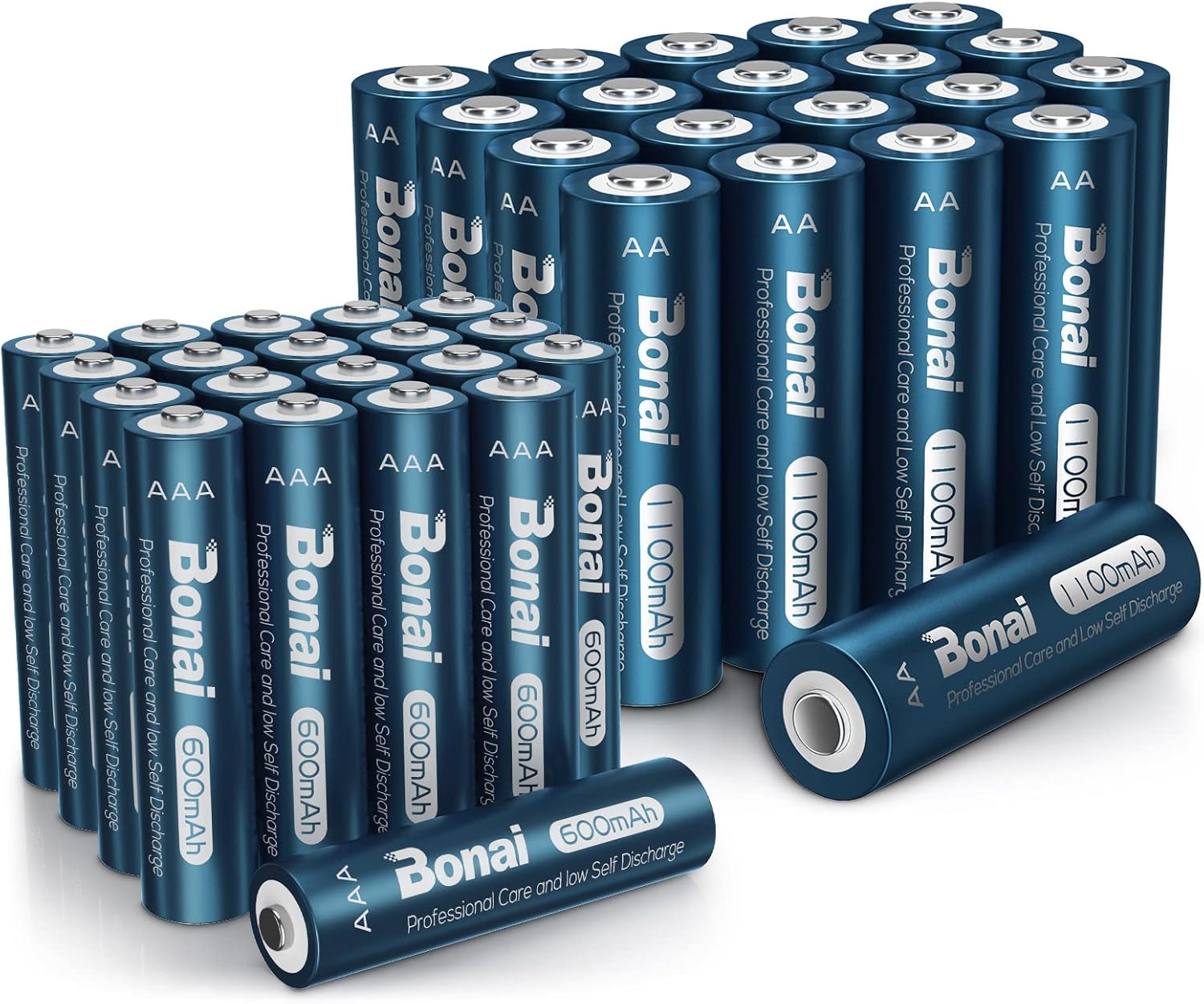 Amazon.com: BONAI Solar AA Rechargeable Batteries 20P with Solar AAA ...
