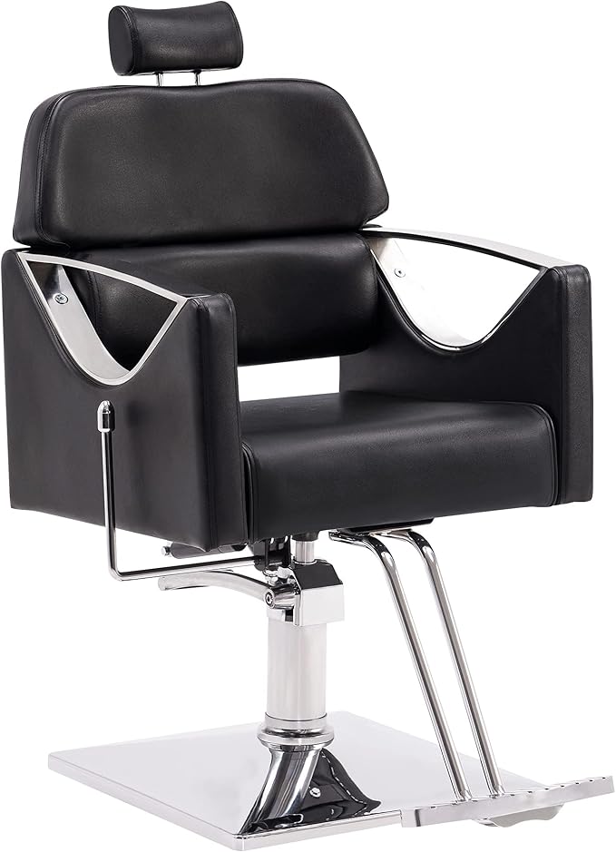Amazon.com: BarberPub Classic Recliner Leathern Barber Chair Heavy Duty ...