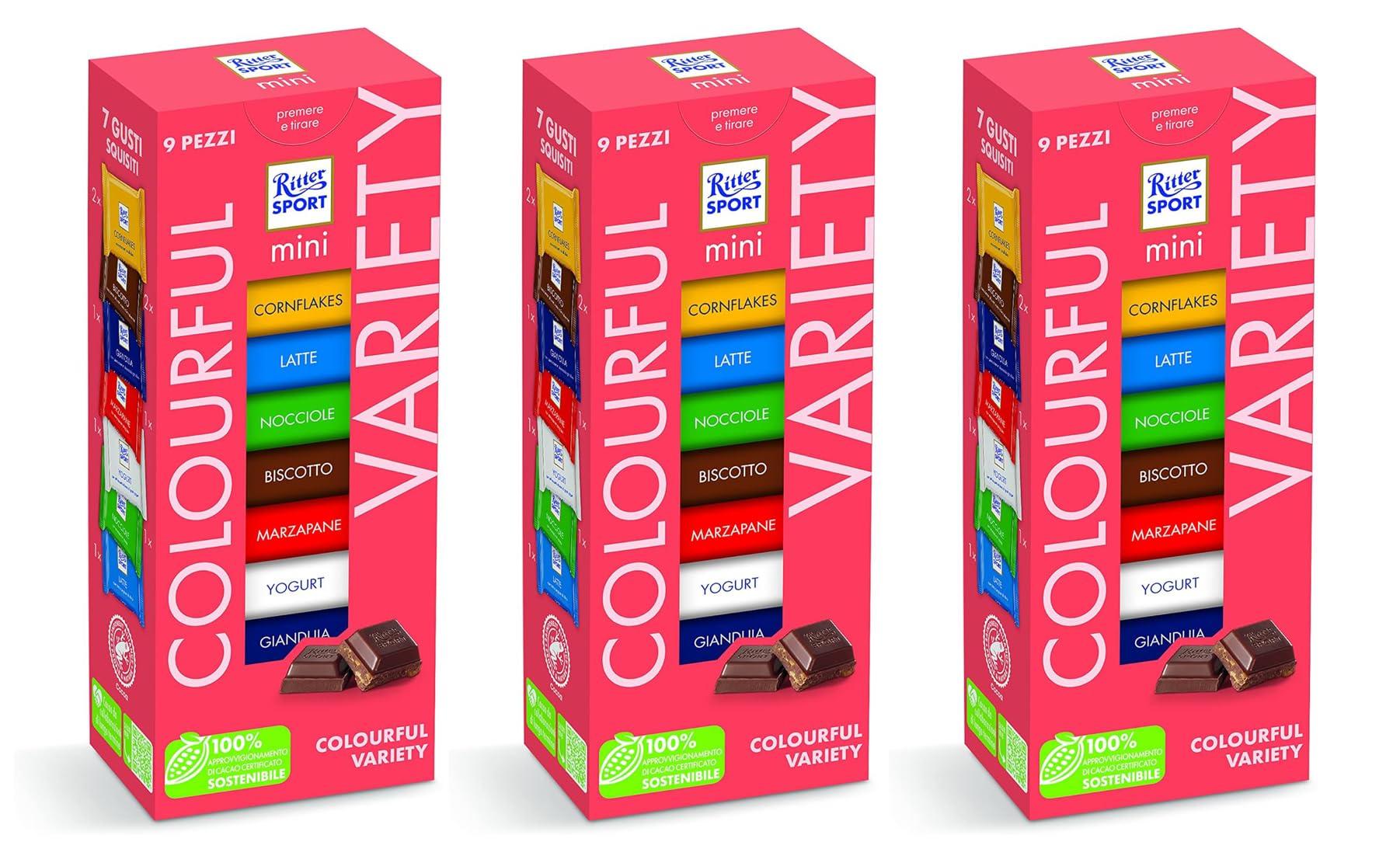 Ritter Sport Colourful Variety Mini Tower con Cioccolatini Gusti ...