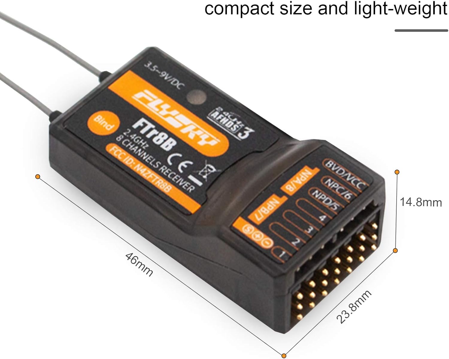 Receptor de 8 canales, HUIOP FTr8B 2.4GHz 8CH receptor para avión RC ...
