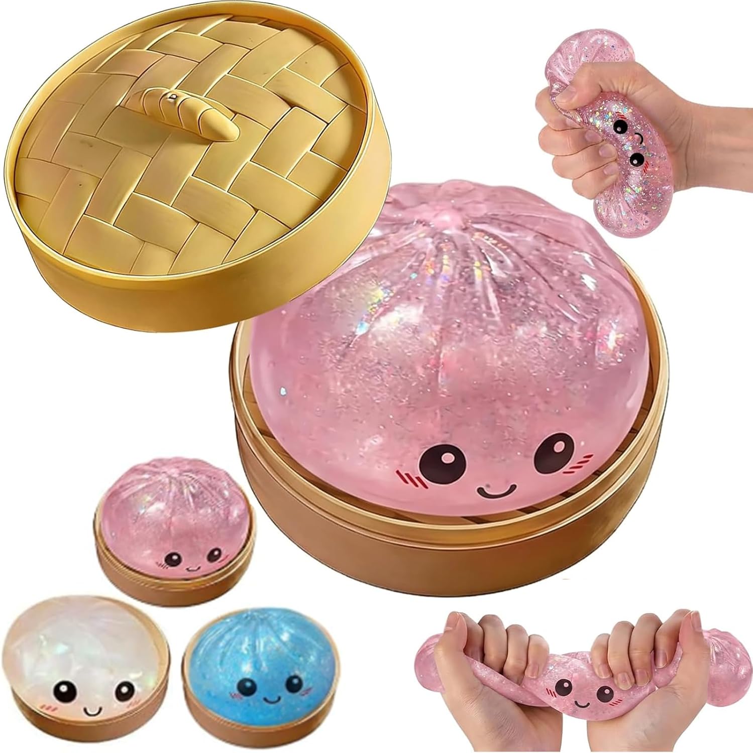 Amazon.com: Glitter Dumpling Squishy,New Mystery Glitter Dumpling ...