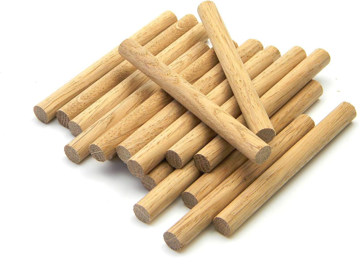 Oakcrafts Lot de 20 chevilles en chêne 12 mm x 100 mm, Marron, Lisse ...