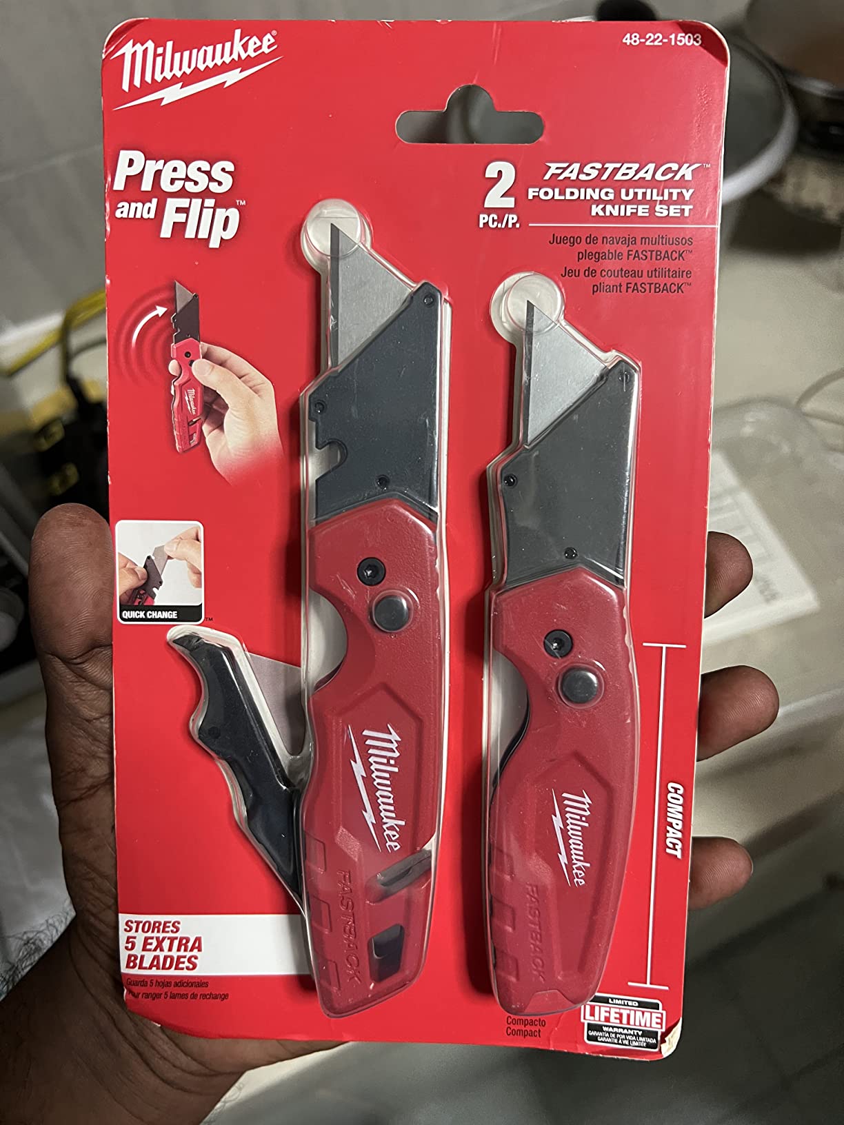 Milwaukee Fastback Flip Utility Knife 2 Piece Set with Razor Blade ...