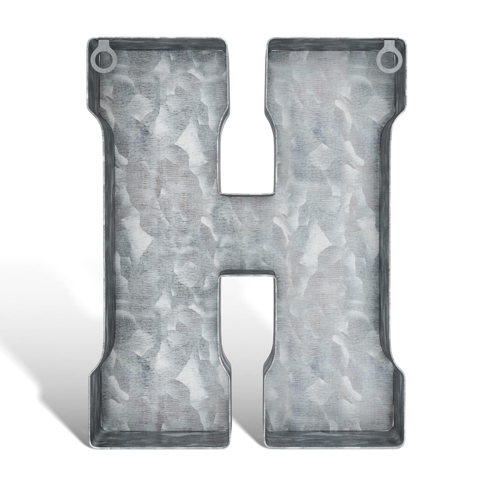Snapklik.com : Galvanized Metal 3D Letter H