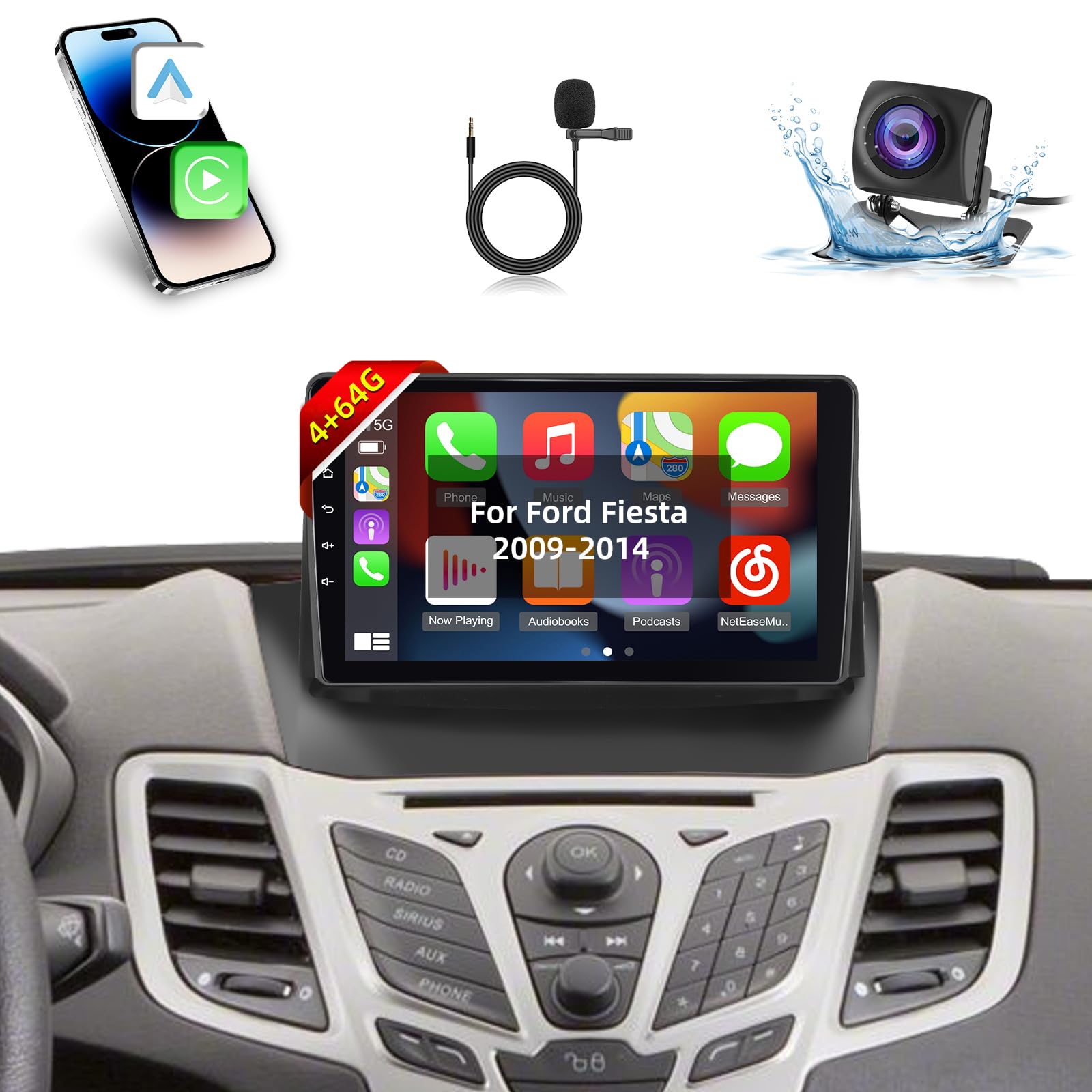 Amazon.com: EKAT Android Car Stereo for Ford Fiesta 2009-2014 - 9 Inch ...