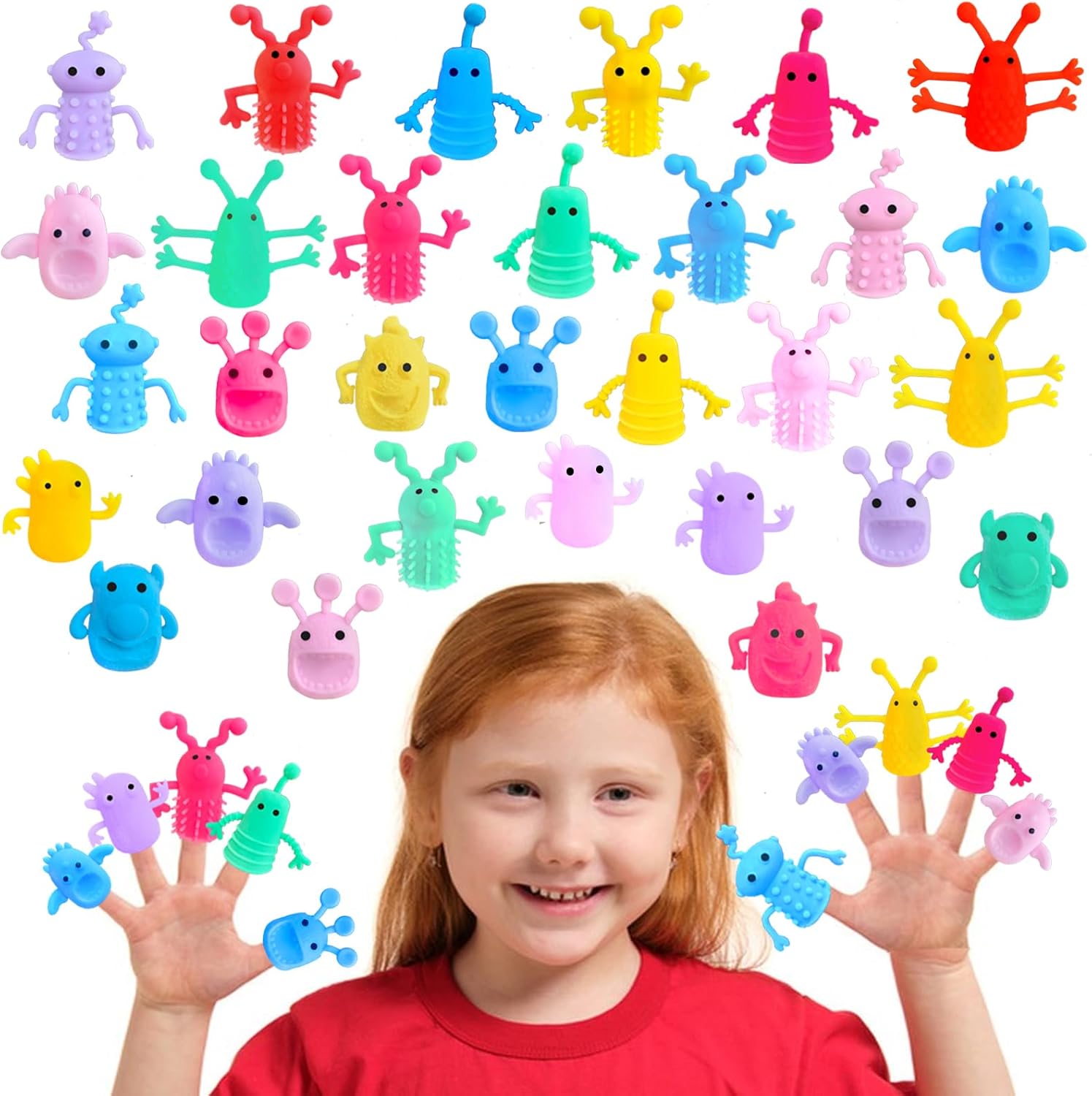 Amazon.com: 30pcs Monster Finger Puppets Toys,Cute Rubber Finger Doll ...