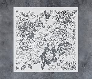GSS Designs Peonies Wall Stencil 12x12Inch Floral Stencils for Wall ...