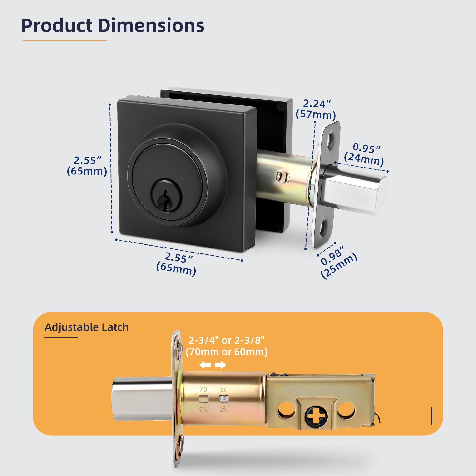 Snapklik.com : LOQRON Contemporary Square Single Cylinder Deadbolt ...