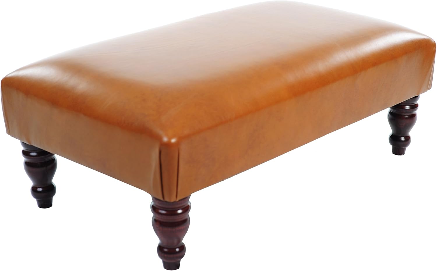 Large Leather Footstool Upholstered in Quality Leather with Solid Wood ...