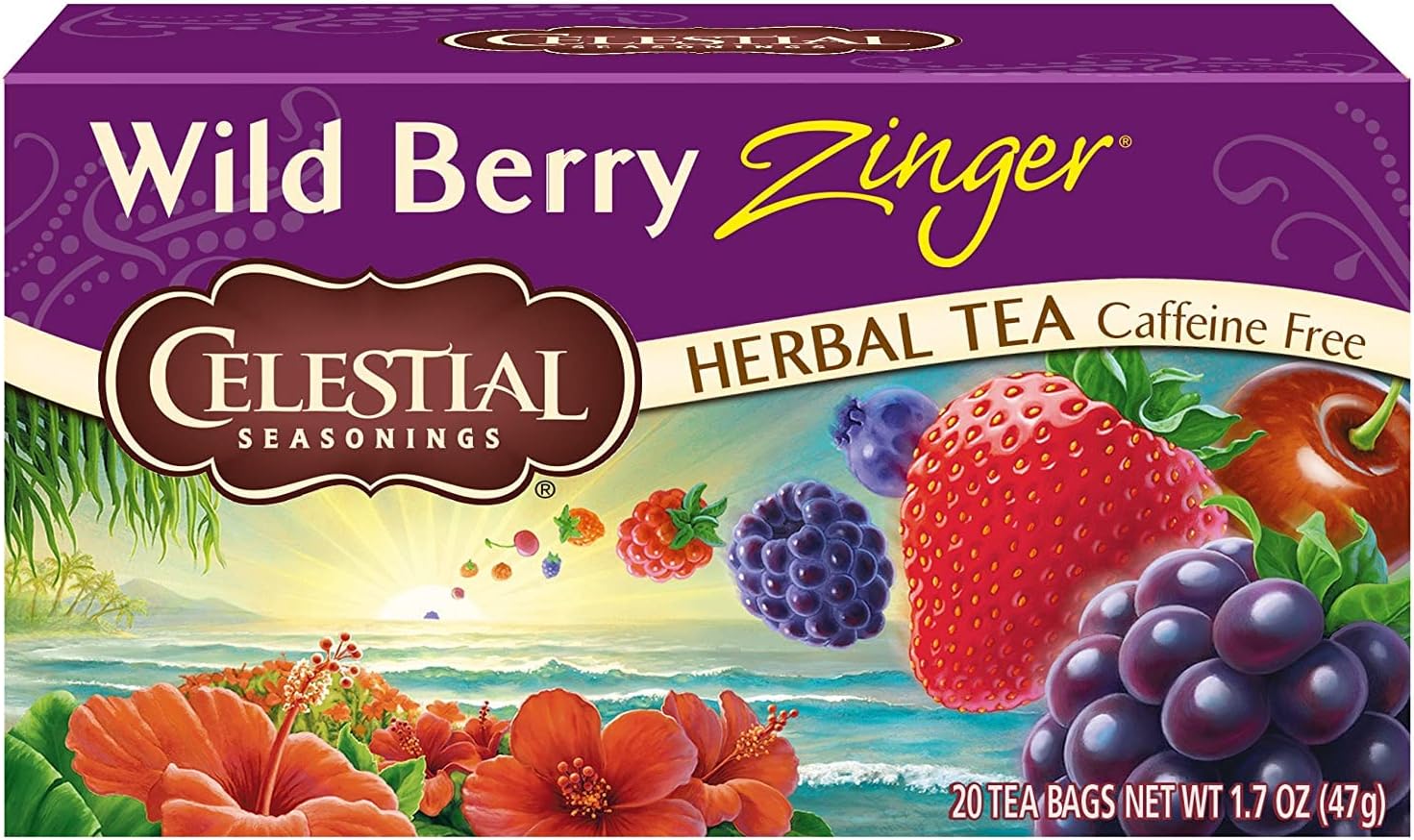 Amazon.com : Celestial Seasonings Raspberry Zinger Herbal Tea, Caffeine ...