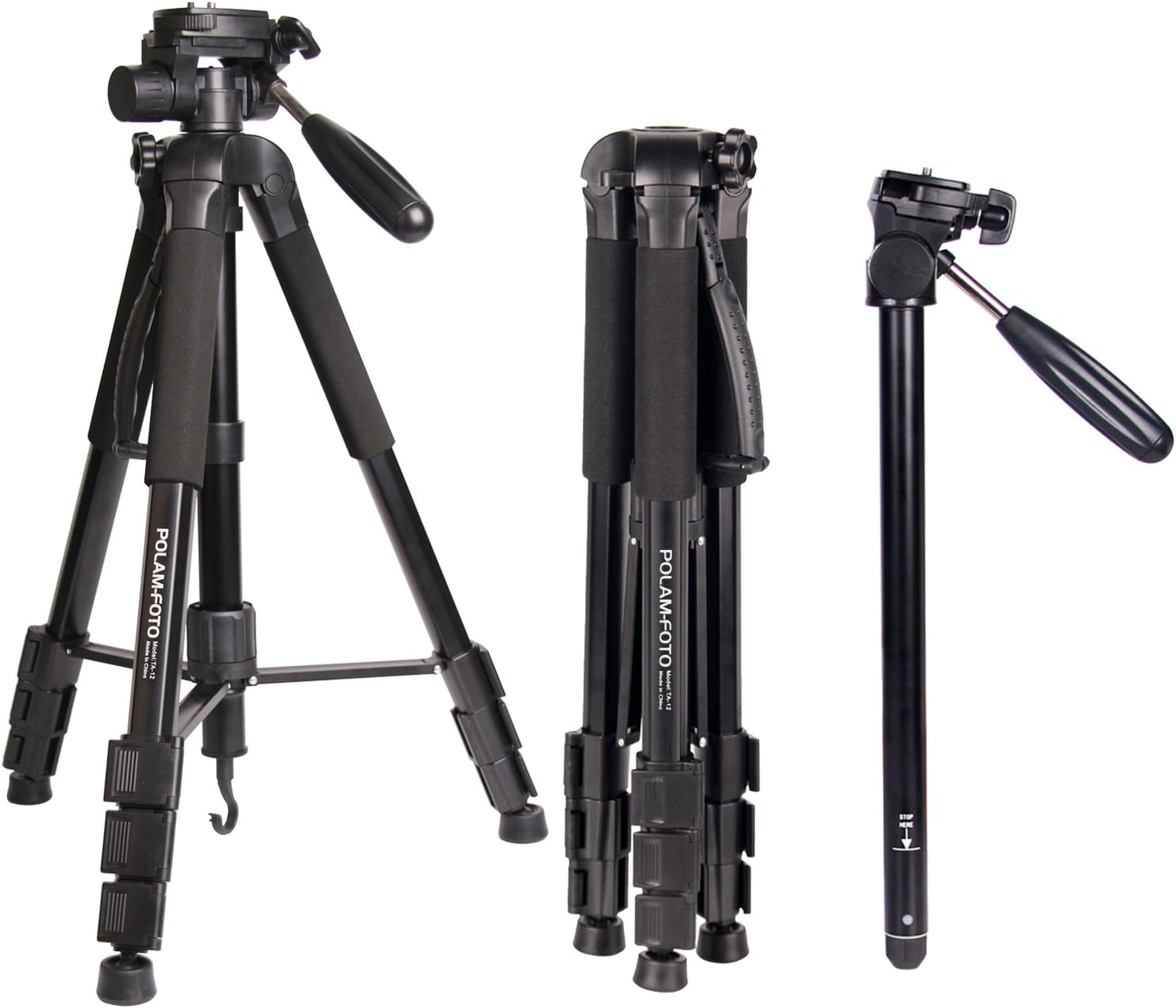 Amazon.com : POLAM-FOTO TA-12 70’’ Portable Aluminum Tripod with 2 in 1 ...