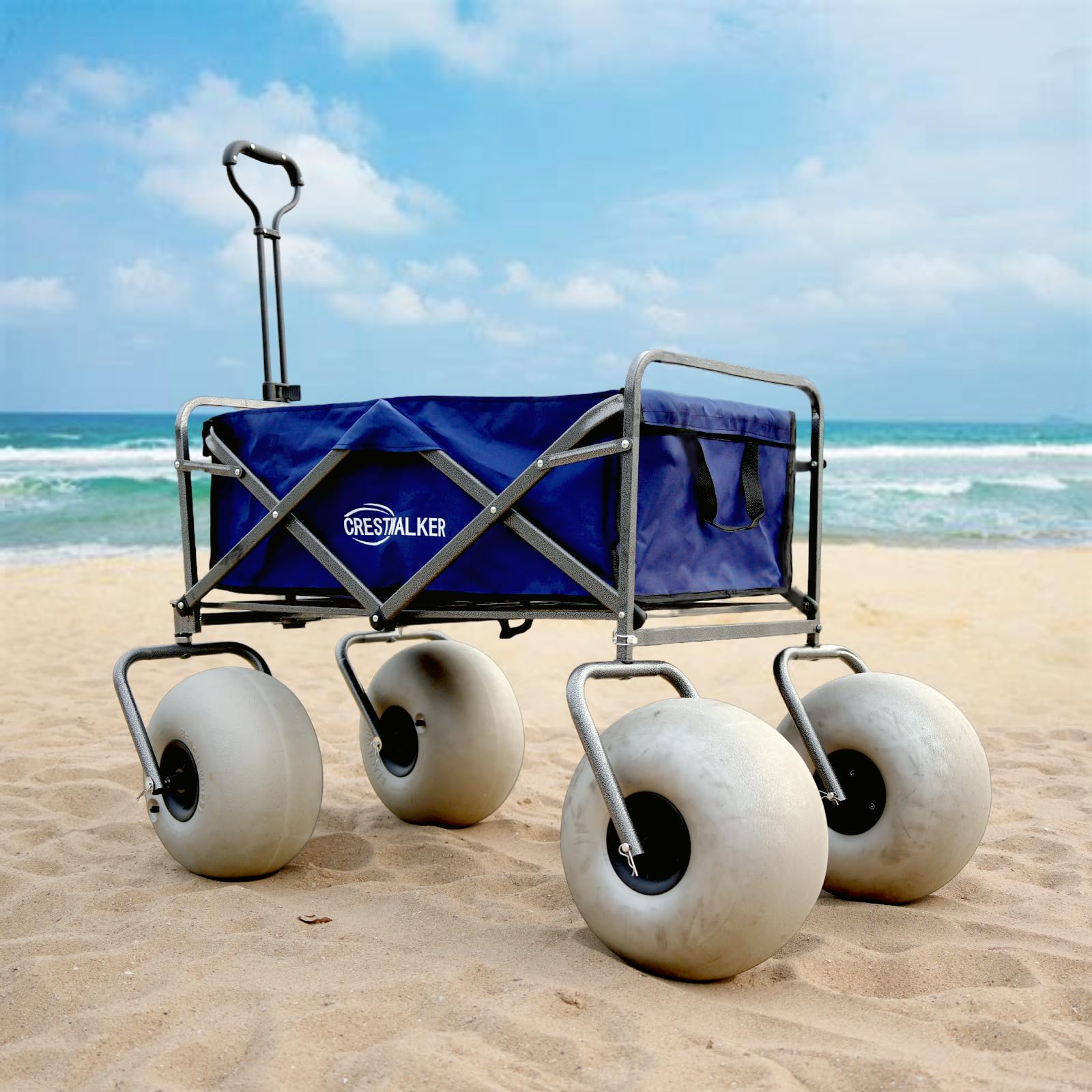 Amazon.com: CRESTWALKER Upgraded Beach Wagon with 13'' Balloon Wheels ...