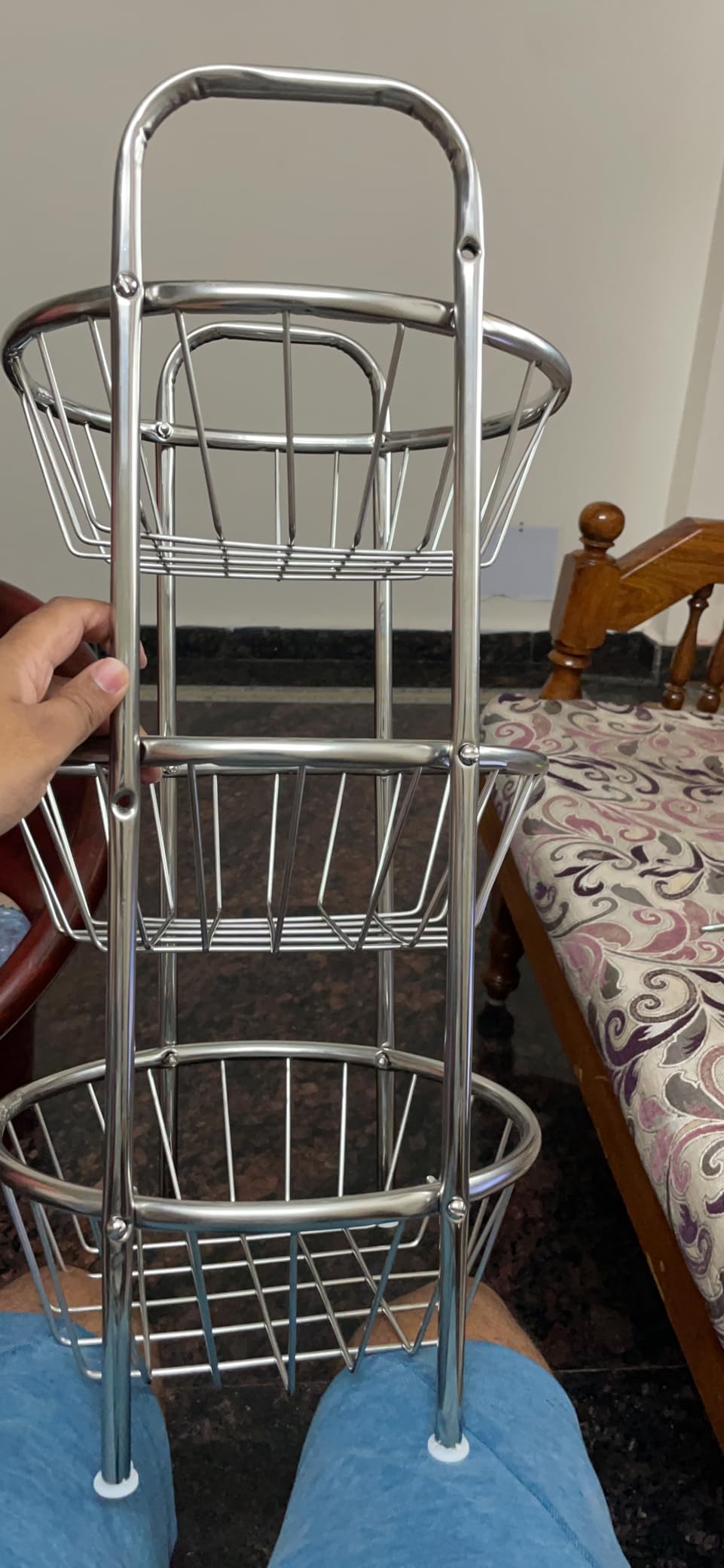 Conex Stainless Steel 3 Tier Kitchen Trolley Rack Round Pattern, Fruit ...