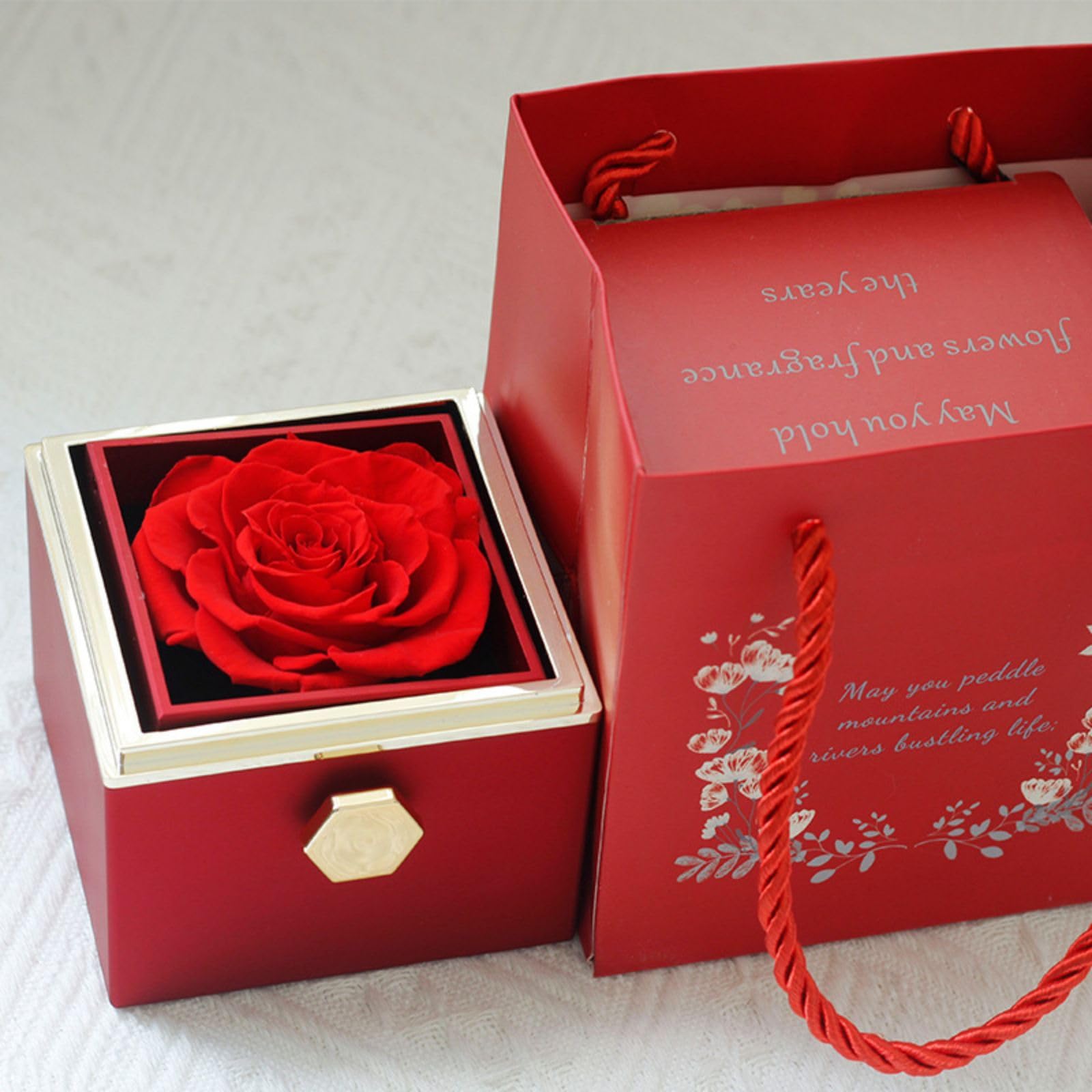 Jewellery Box Exquisite Preserved Rose Flower Box with Portable Gift ...