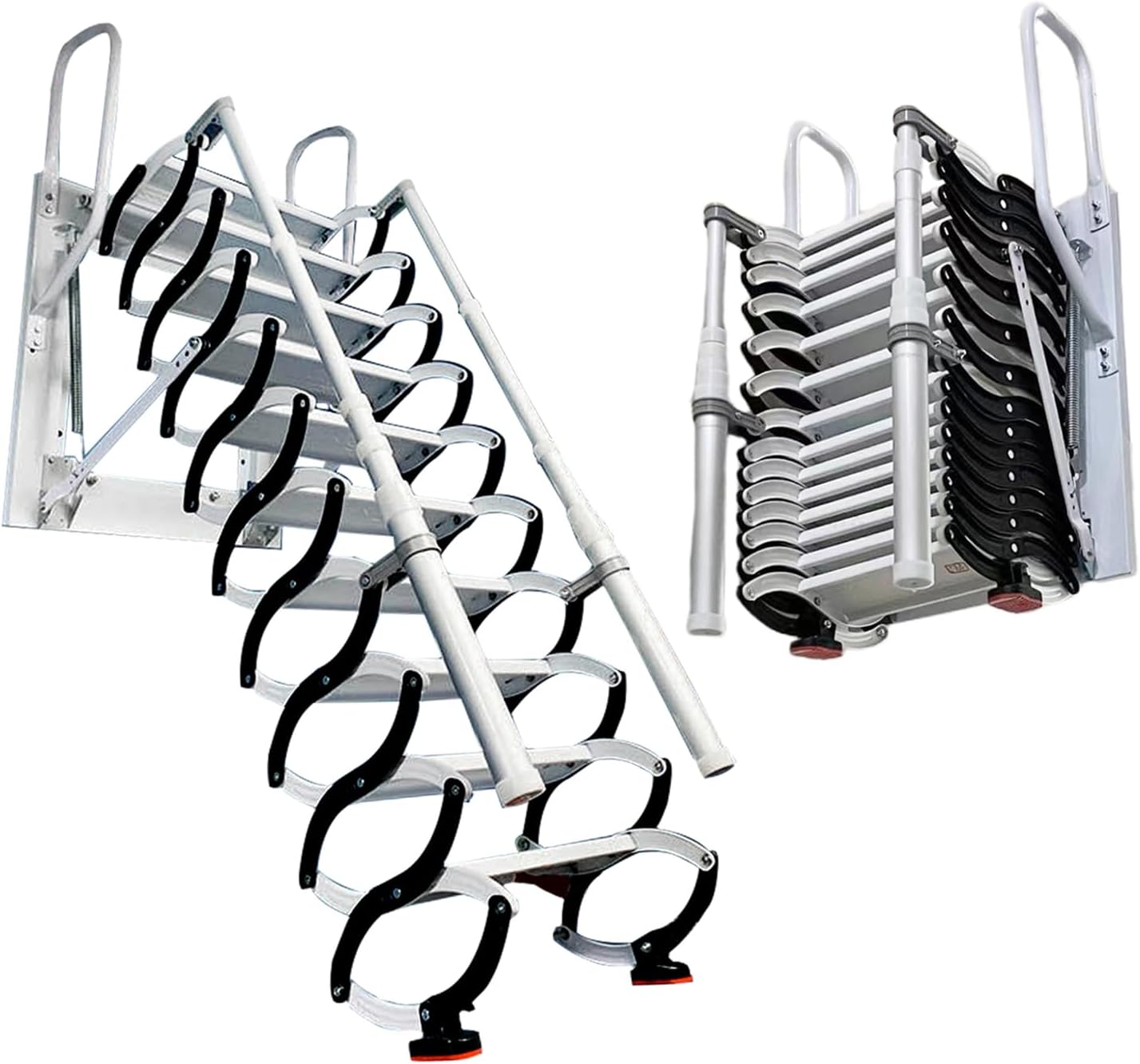 11 Steps Retractable Loft Foldable Ladder, Extra Wider 4in, Stairs Pull ...