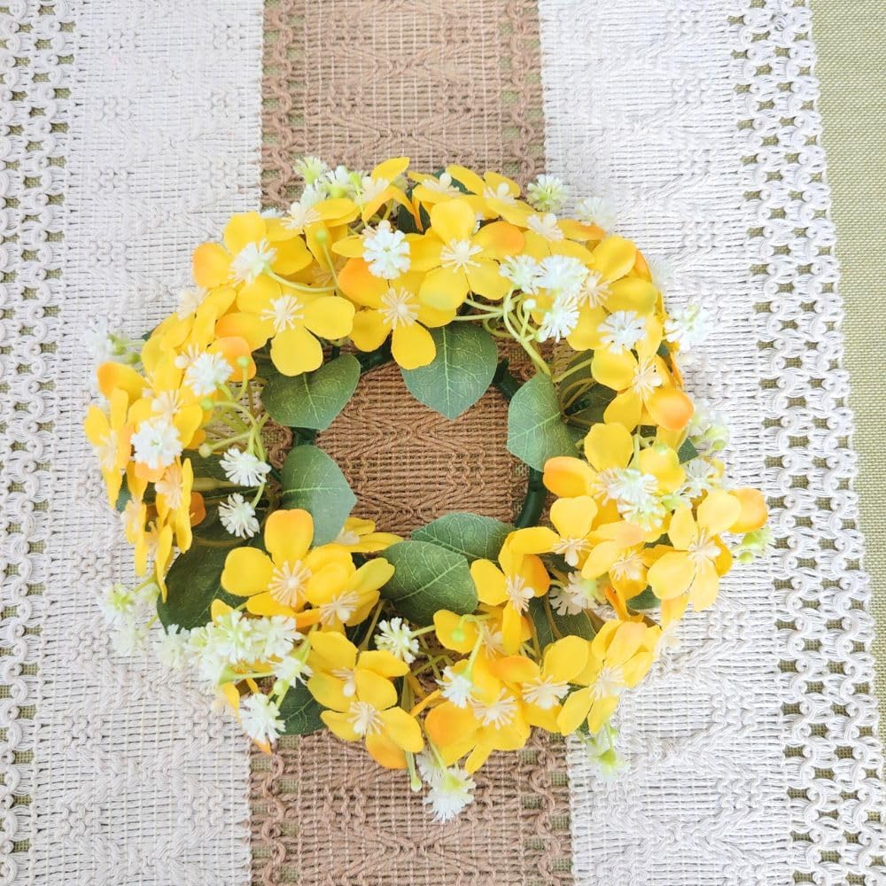 Amazon.com: 4 Pack Spring Floral Candle Rings Artificial Hydrangea ...