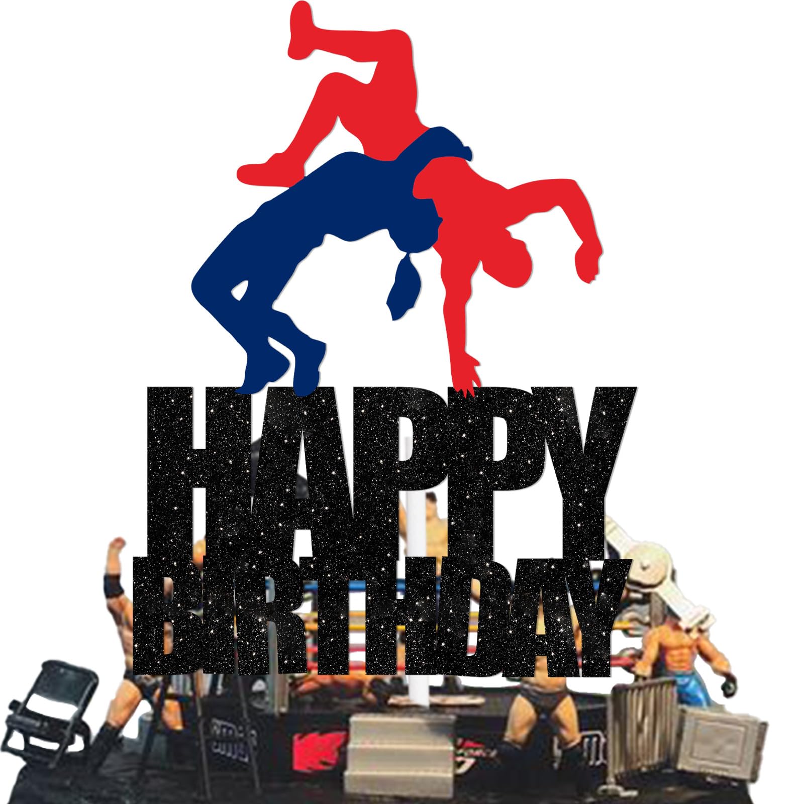 Amazon.com: Cake Topper Wrestling Theme Decor Supplies Boy Man Wrestler ...
