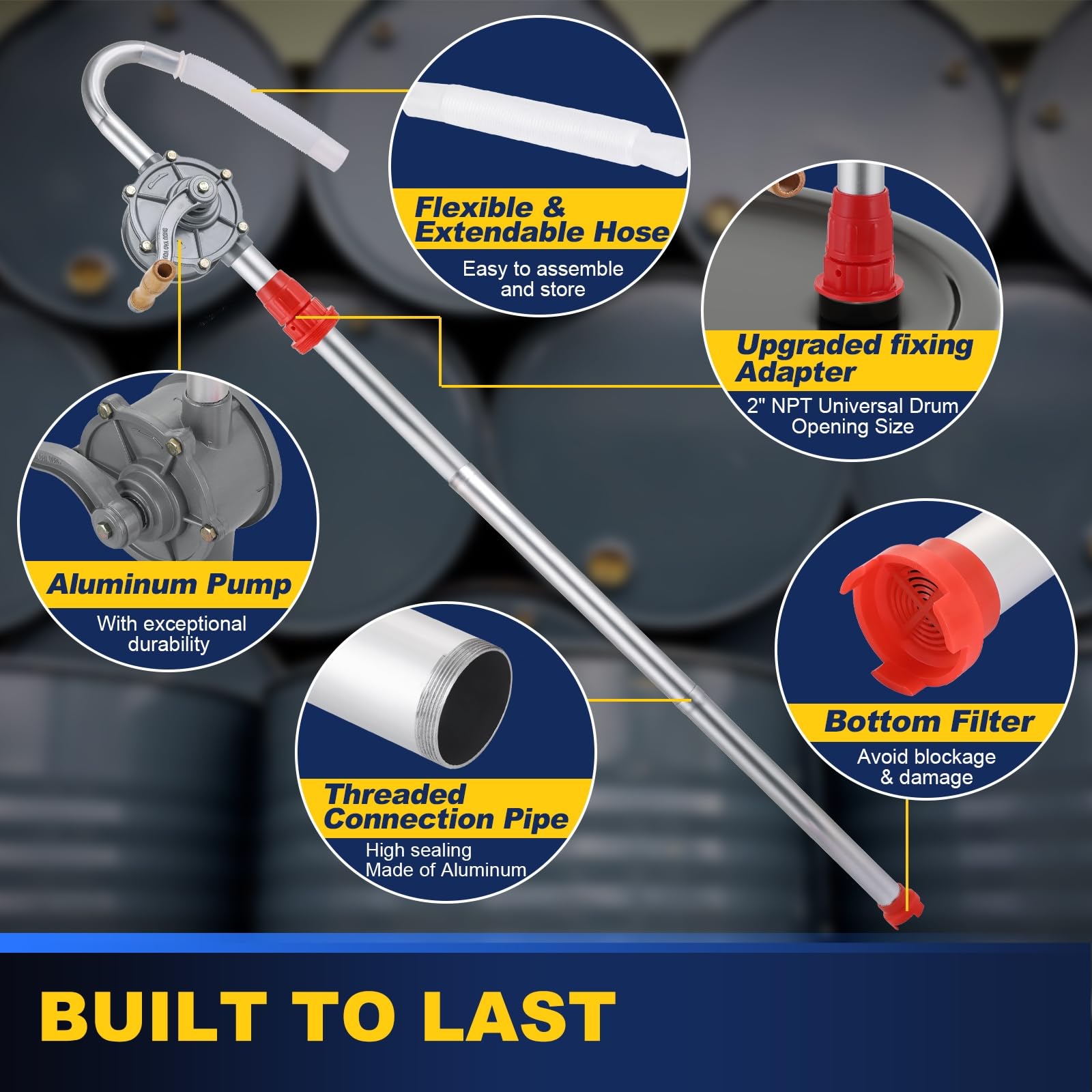 Snapklik.com : Oil Barrel Pump Aluminum Rotary Hand Crank Drum Pump ...