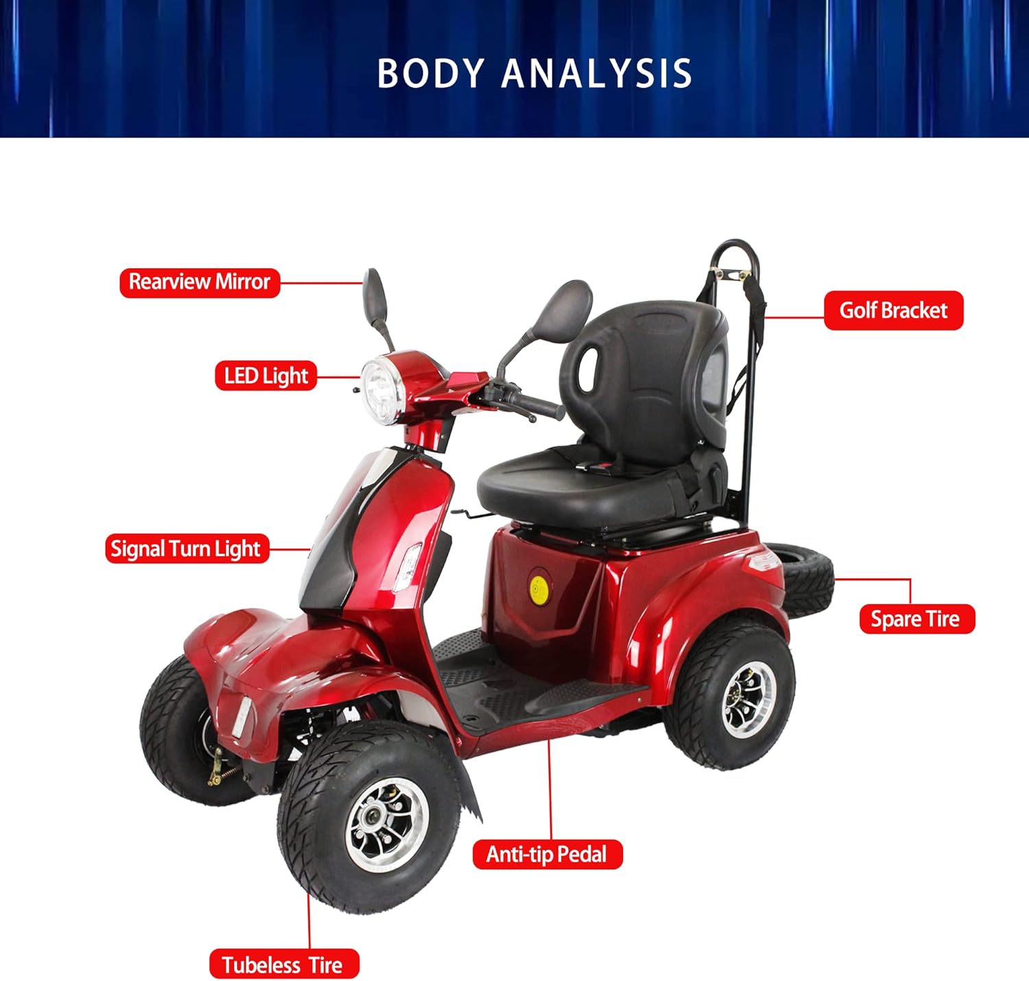 Buy Metro Mobility 4-Wheel 3-Speed Medical Electric Mobility Golf ...