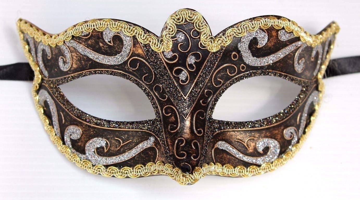 VENETIAN MASQUERADE PARTY EYE MASK BLACK , SILVER , BRONZE & GOLD ...
