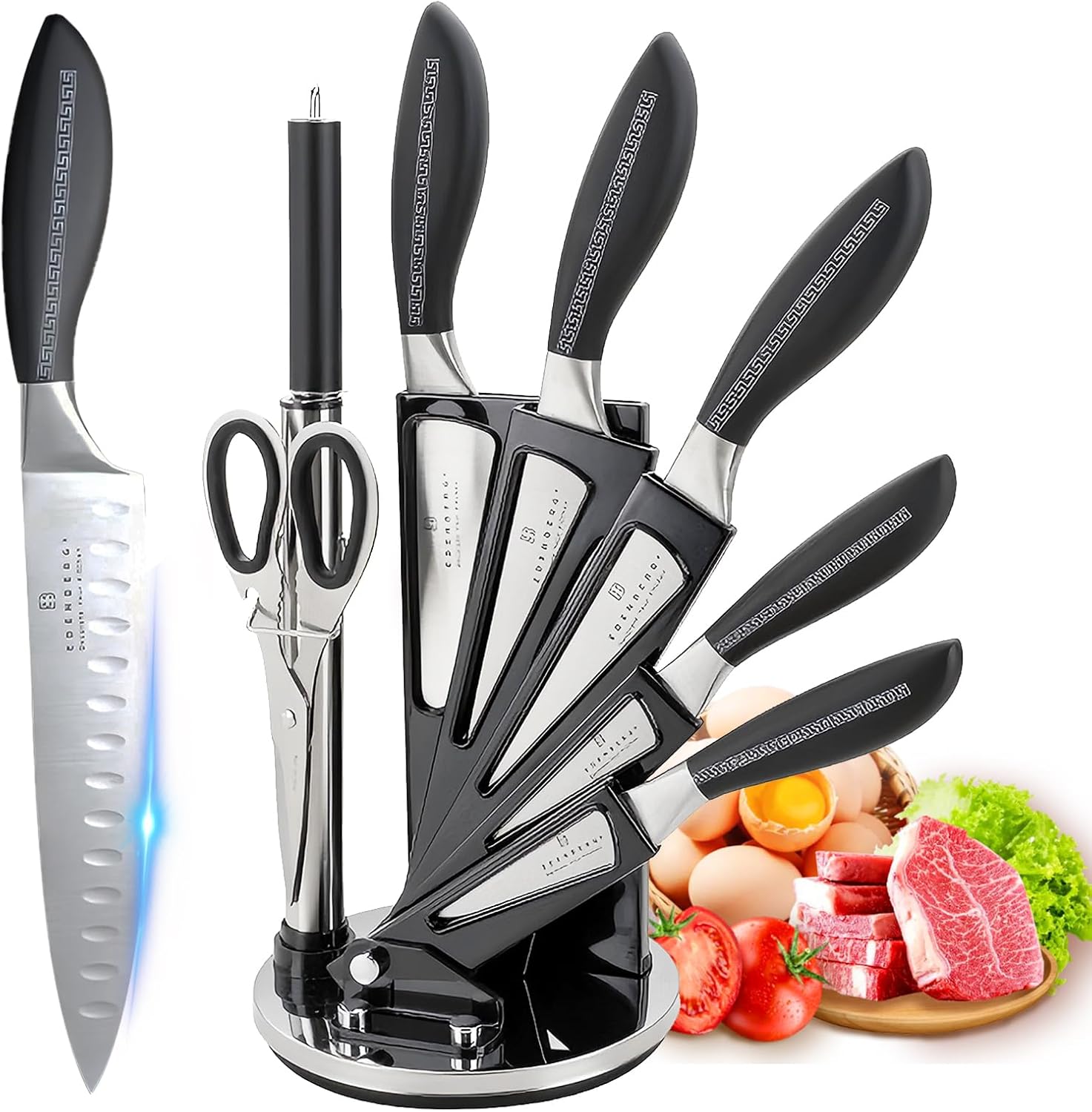 Amazon.com: Kitchen Knife Set, 8-Pieces Red Stainless Steel Knife Set for Kitchen, Sharp Knife ...