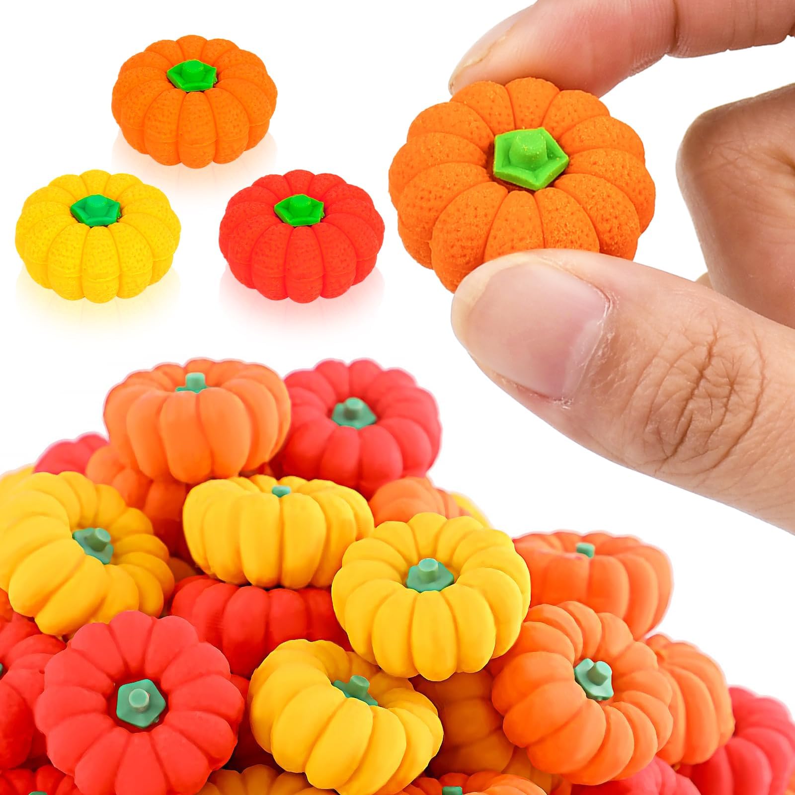 Amazon.com : Pumpkin Erasers Bulk Fall Mini 3D Erasers Novelty Party ...