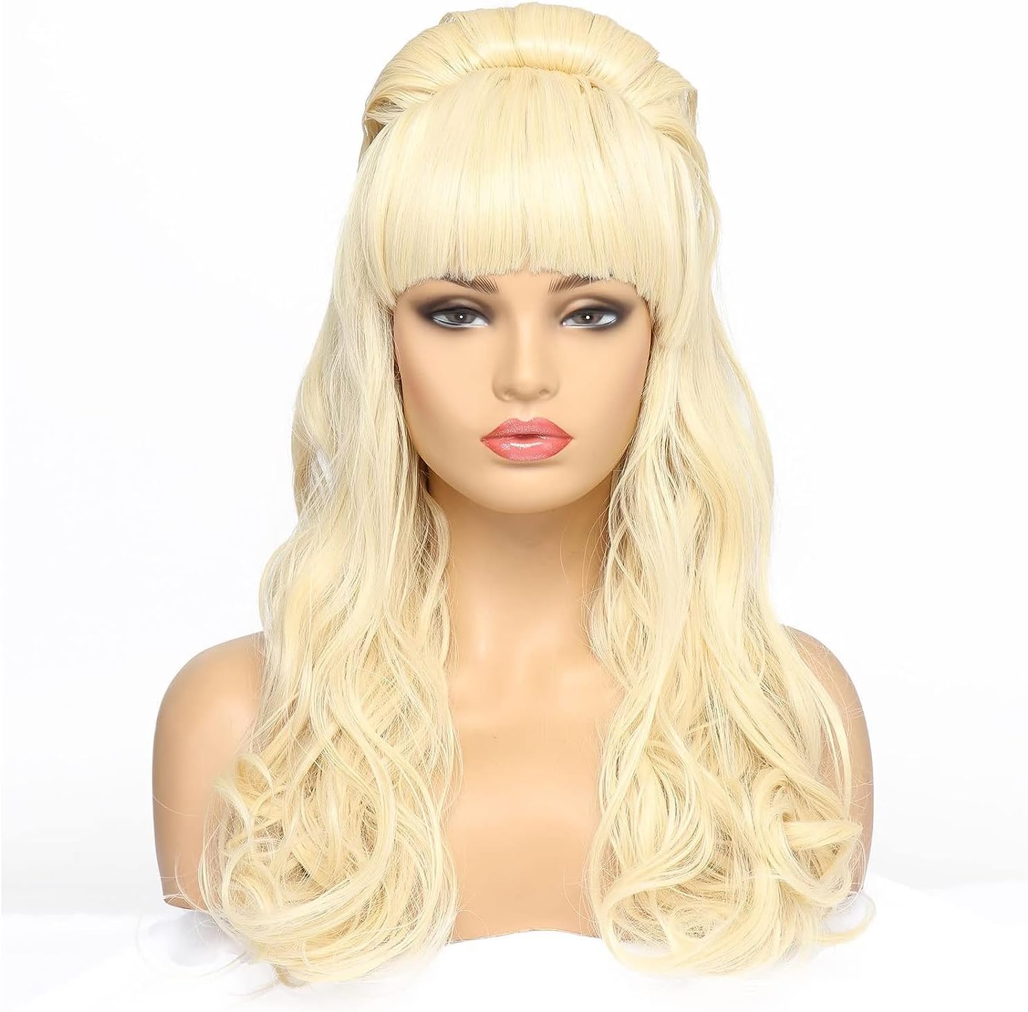BESTUNG Long Wavy Blonde Wig Women's Big Costume Wig Bouffant Beehive ...